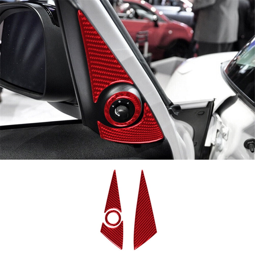 4Pcs Red Carbon Fiber Interior Door Pillar Cover Trim For 2014-17 Fiat ...