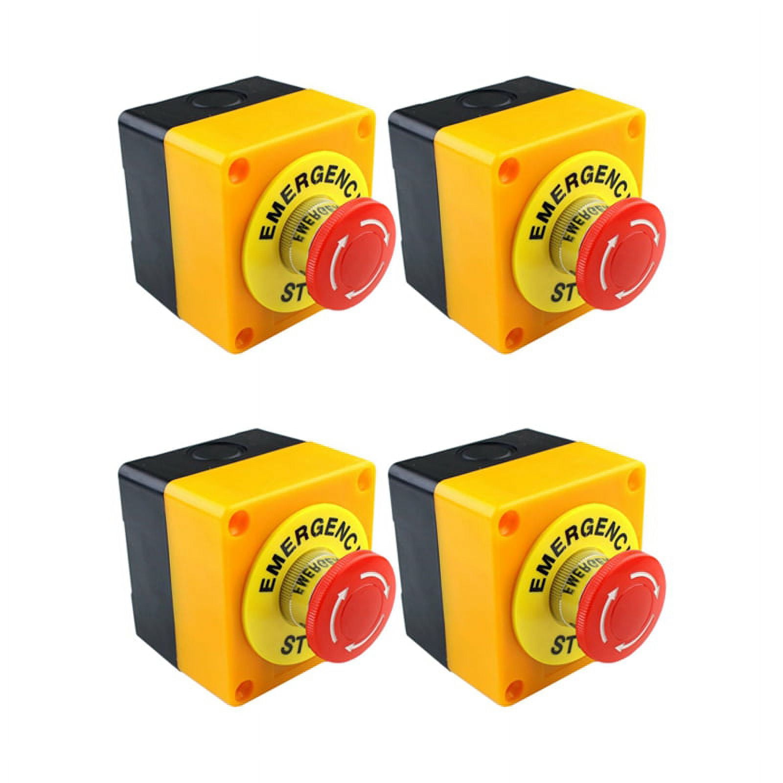 4Pcs Red Mushroom Emergency Stop Shut Push Button Switch No + Nc 22mm ...