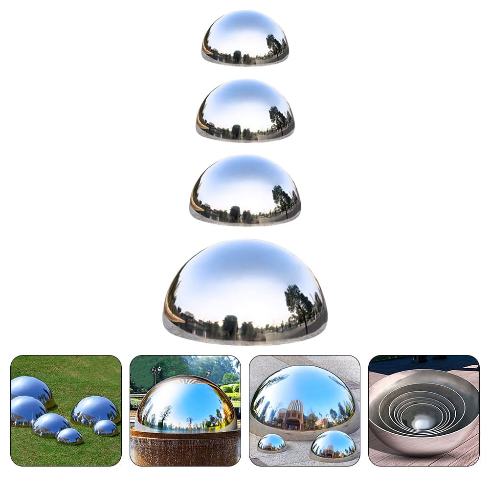 4Pcs Reflective Ball Mirror Polished Semi Ball Outdoor Gazing Balls ...
