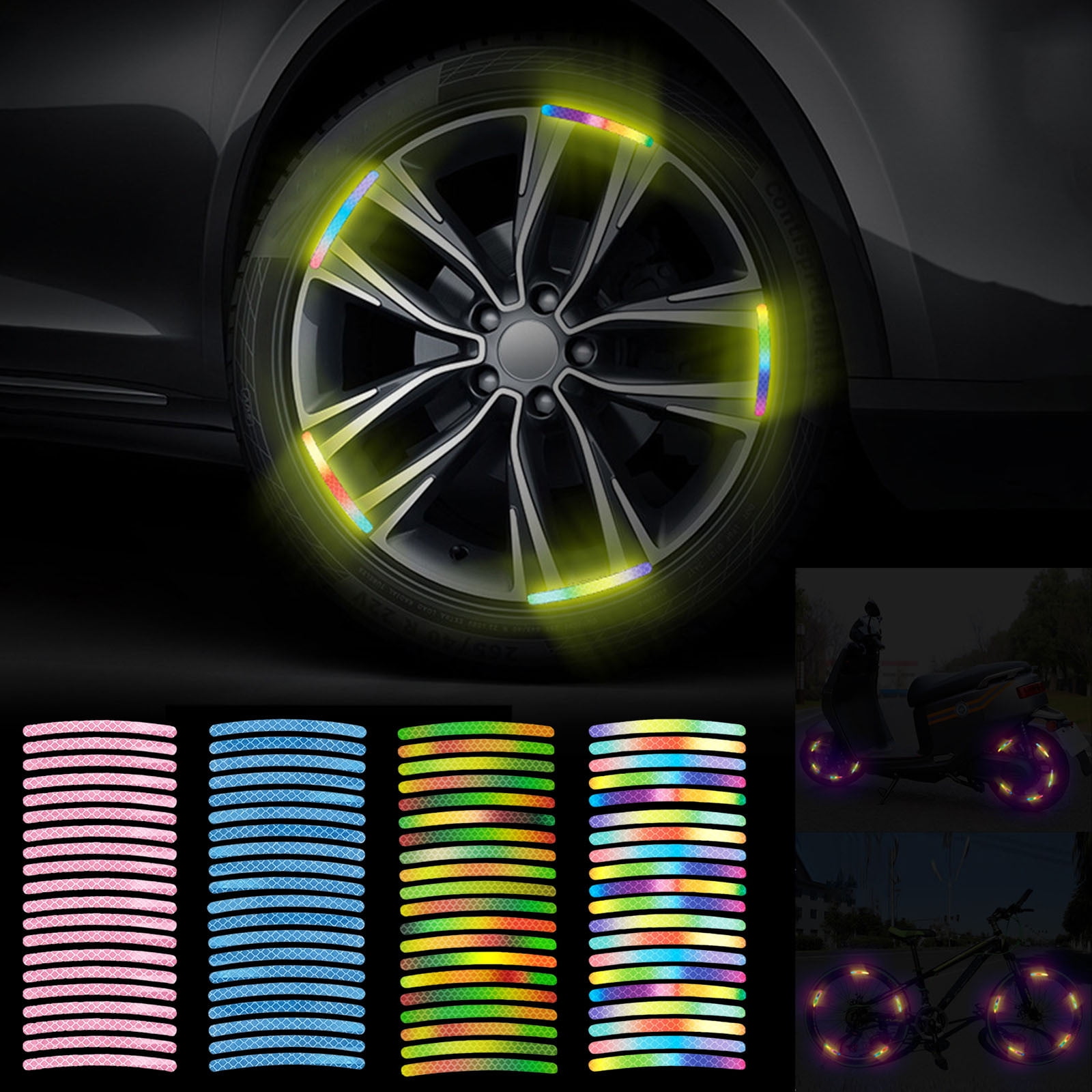 4Pcs Reflective Wheel Stickers Under $5! Yannianjz Car Wheel Reflective ...