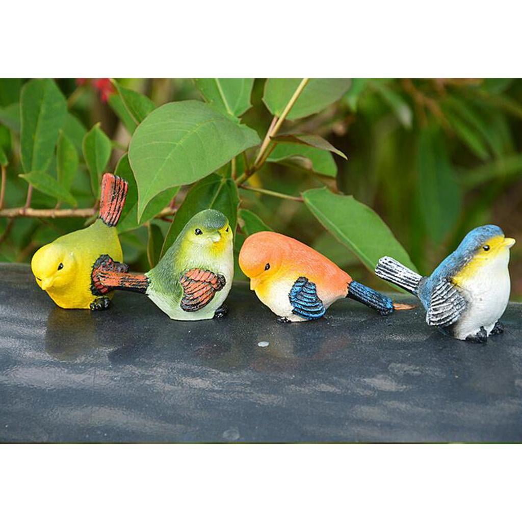 4Pcs Resin Birds Figurine Birds Statues Artificial Ornamental Bird for ...