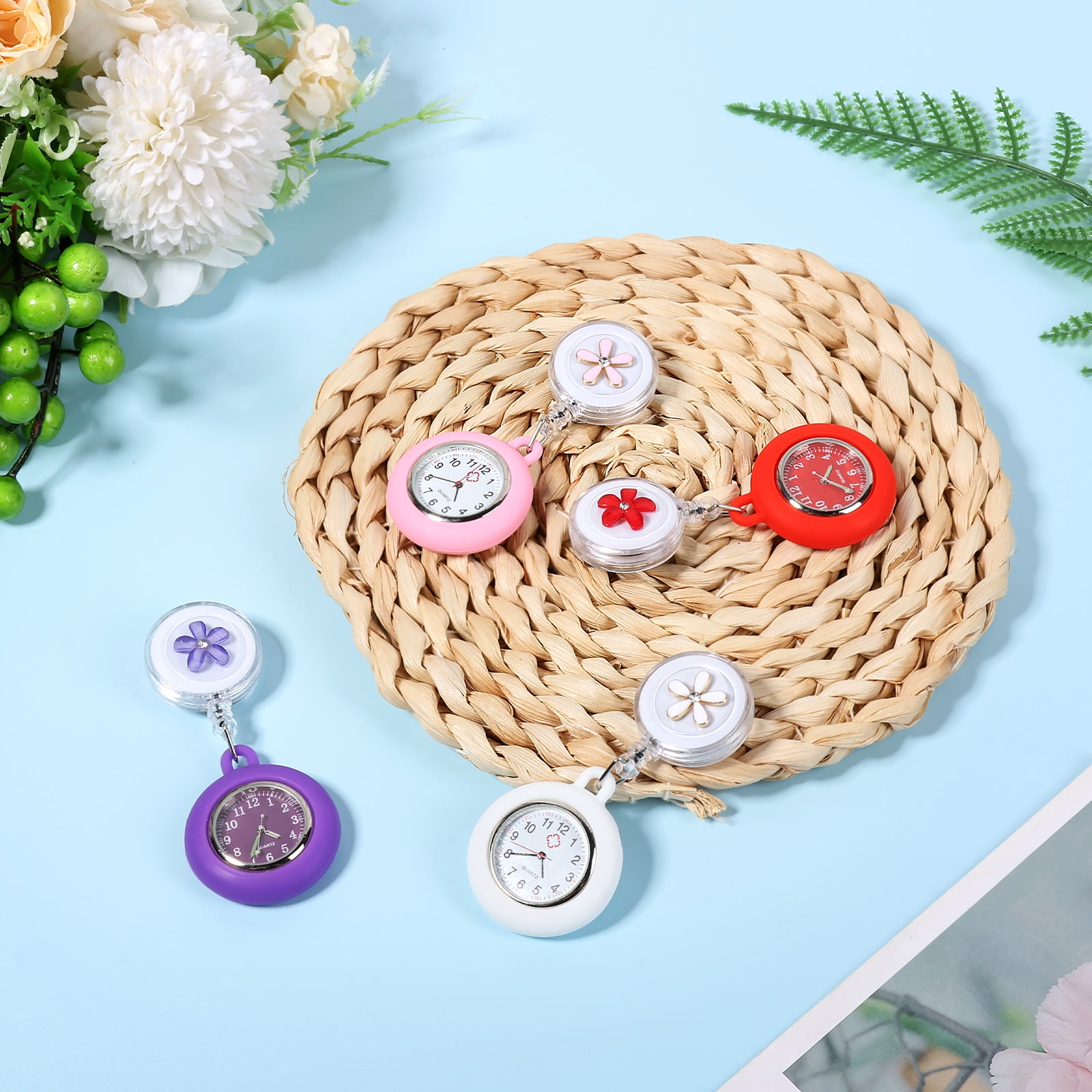 4Pcs Retractable Nurse Watch Portable Clip on Lapel Watch with Silicone ...
