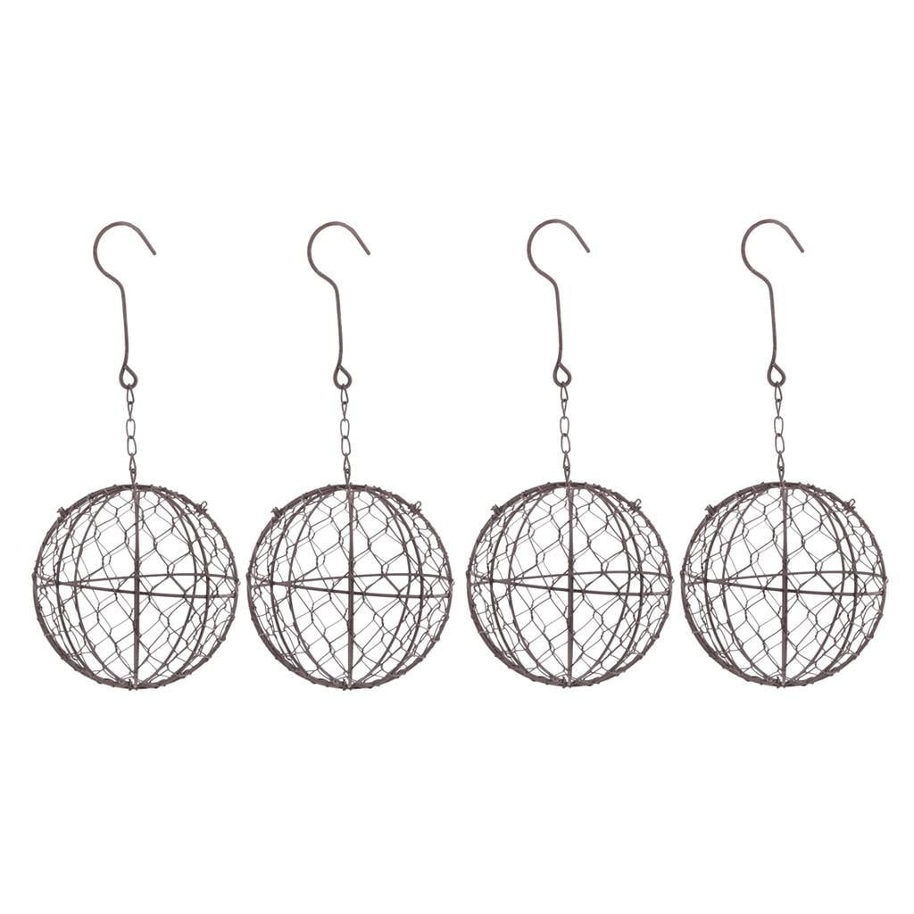 4Pcs Retro Iron Ball Shape Succulent Pot Metal Hanging Planter Plant ...