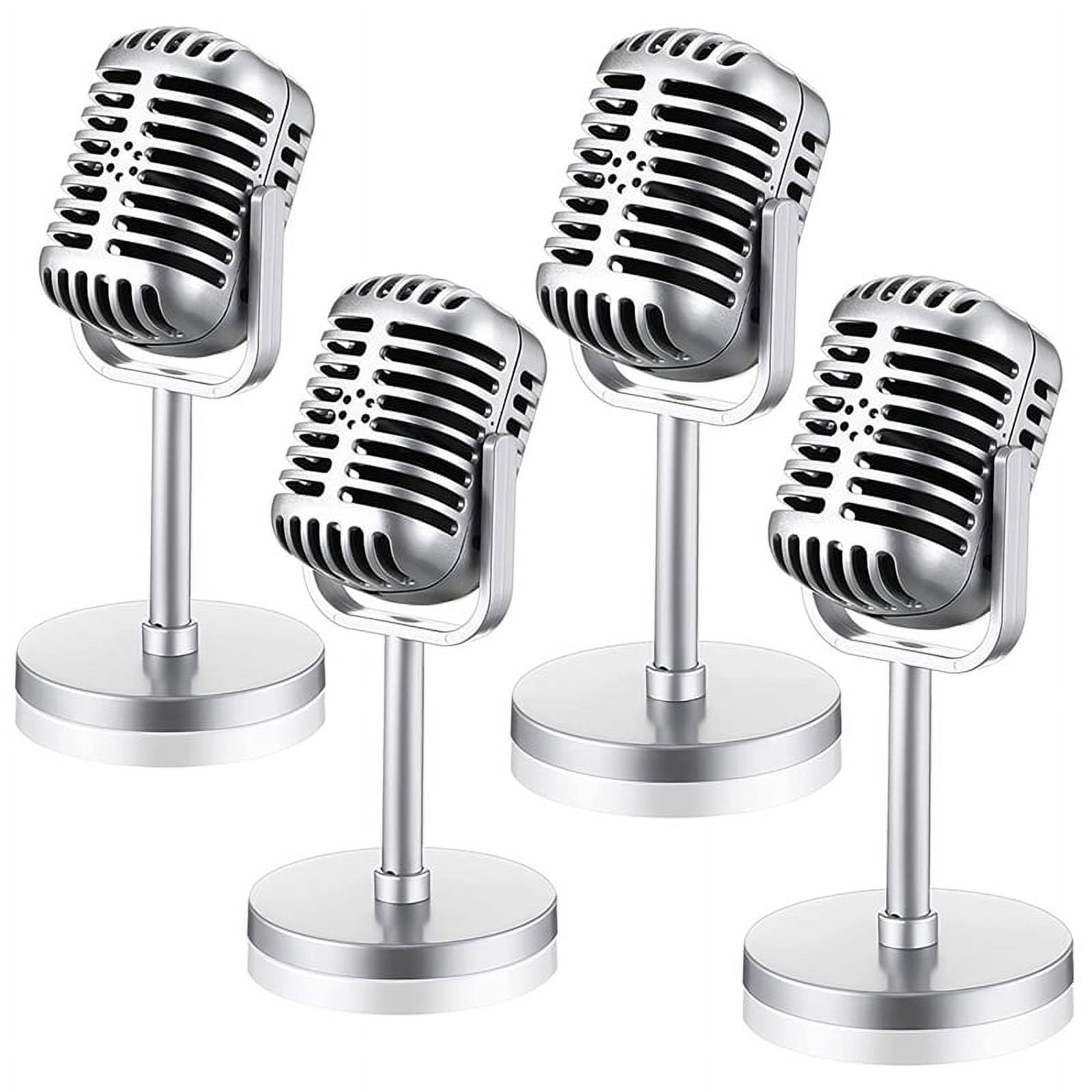 4Pcs Retro Microphone Props Model Vintage Antique,Silver - Walmart.com