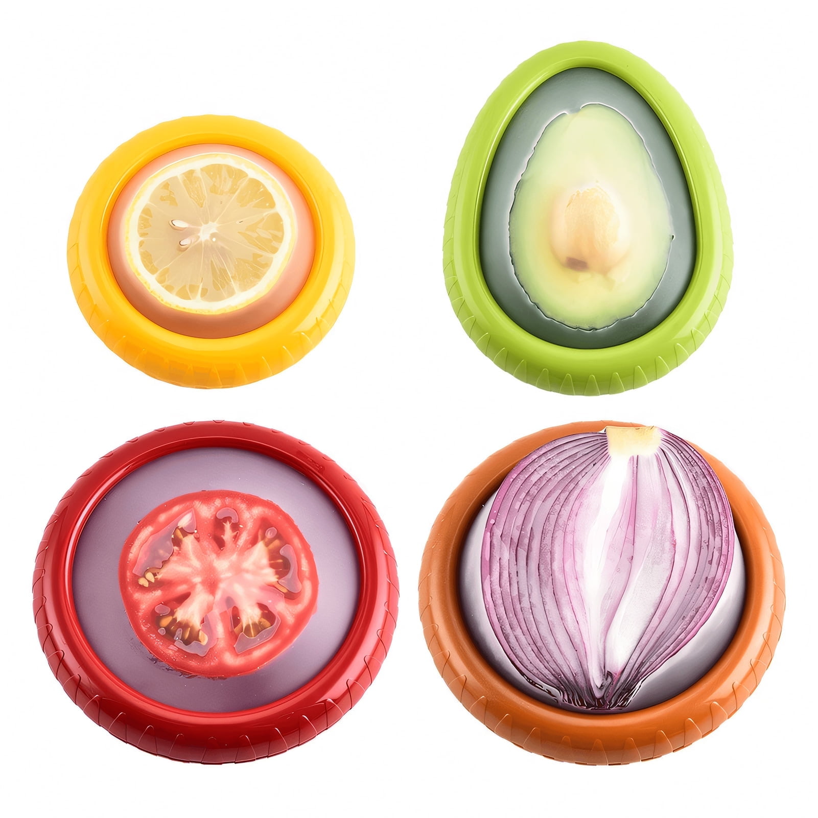 "CJHDBAO 4Pcs Reusable Silicone Fruit Storage Box Covers, Avocado ...