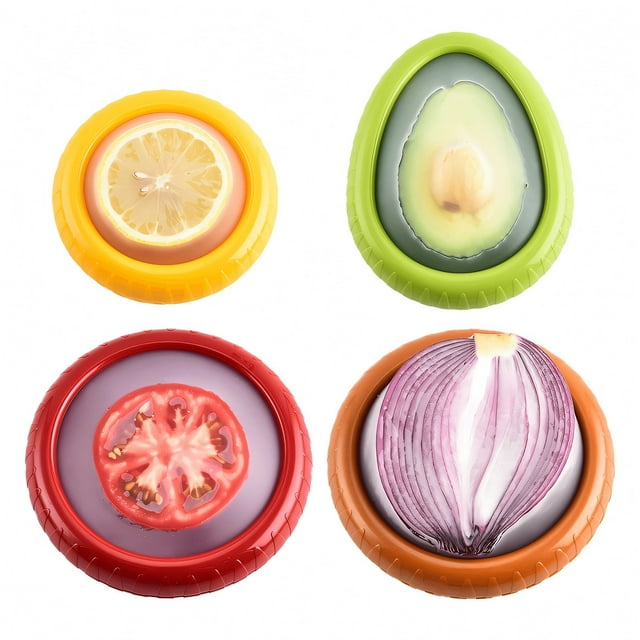 4Pcs Reusable Silicone Fruit Storage Box Covers Onion Storage Avocado ...