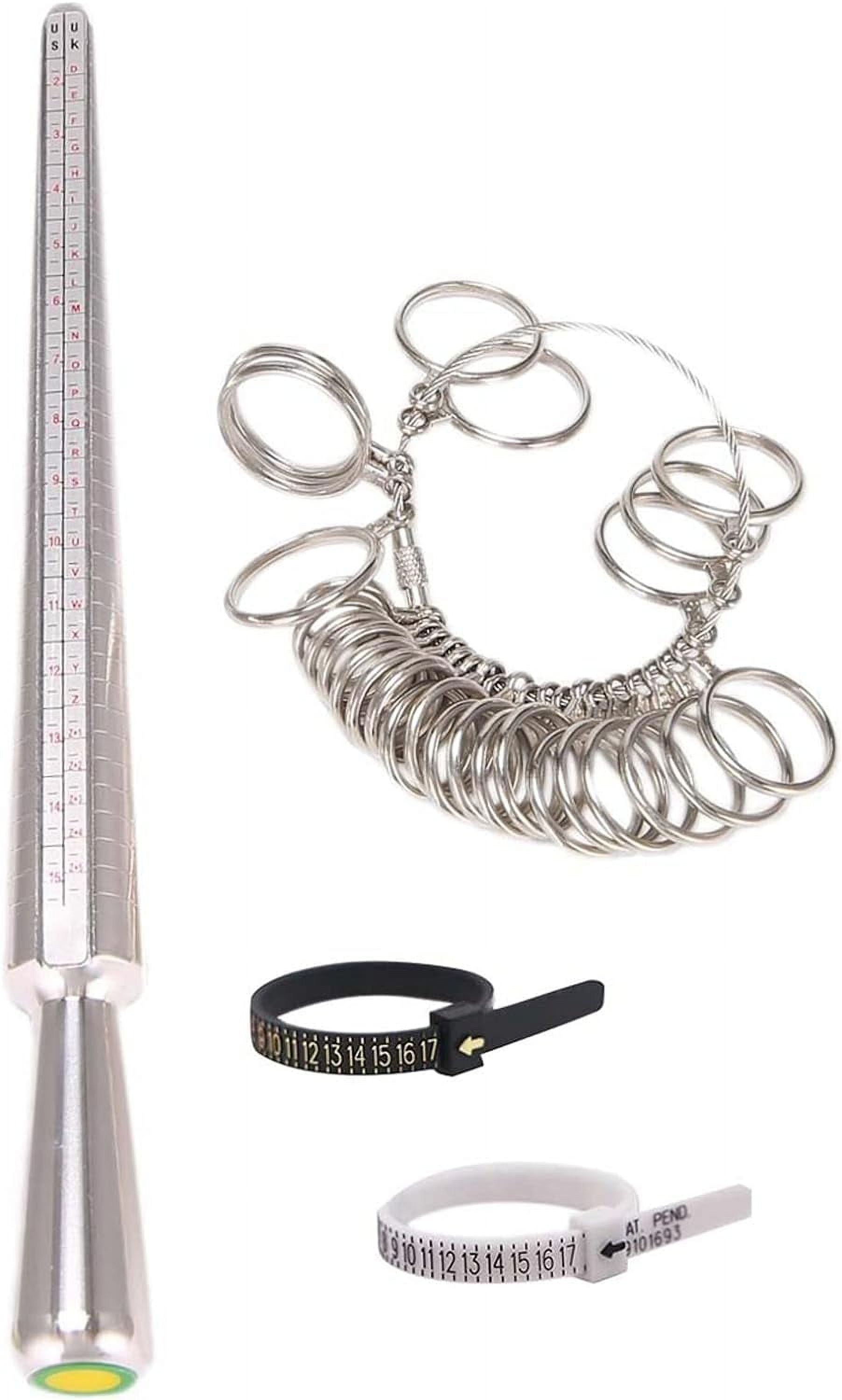 4Pcs Ring Sizer Measuring Tool, Finger Size Gauge & Aluminum Sizer Ring ...