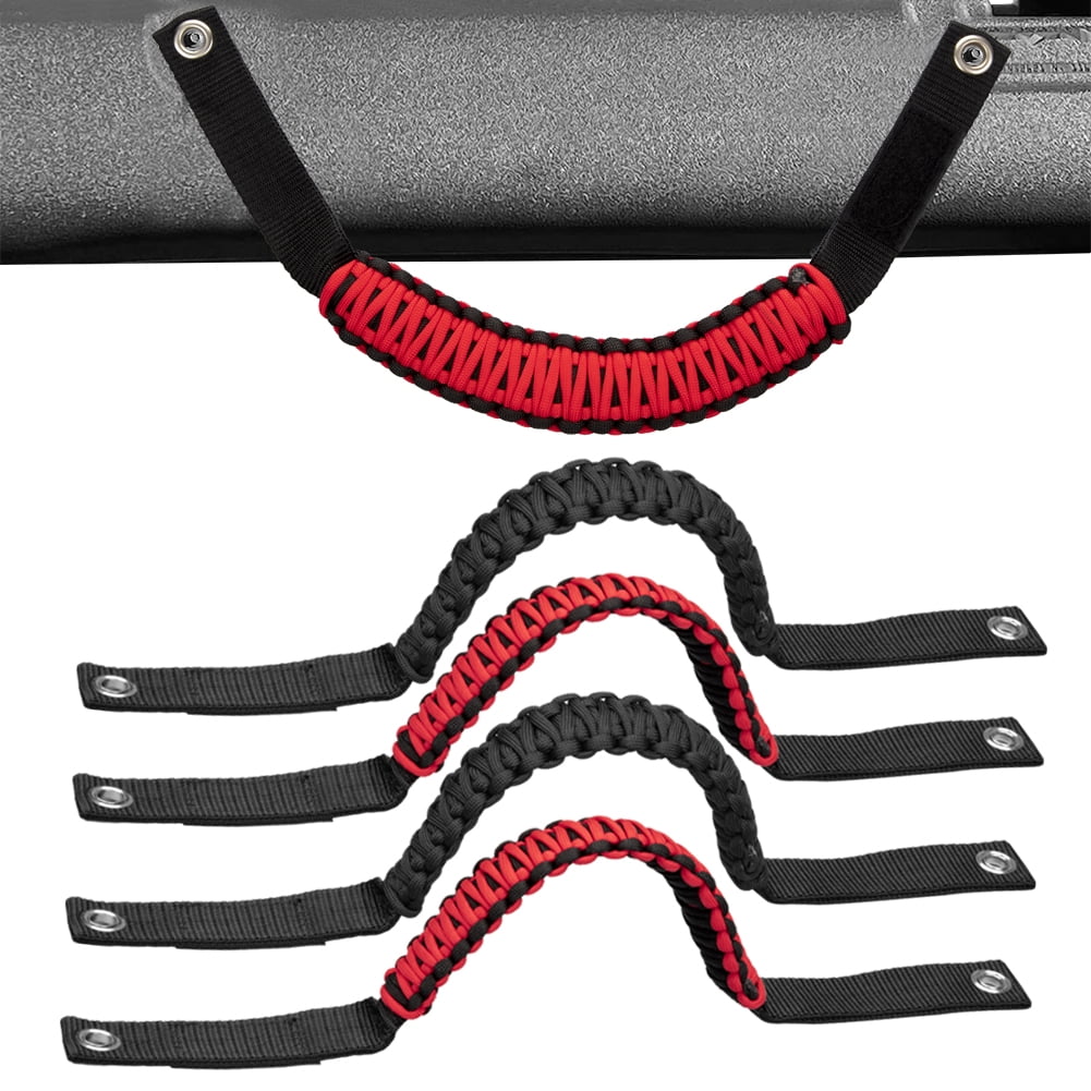 4Pcs Roll Bar Grab Handles Nylon Braided Paracord Grip Handle ...