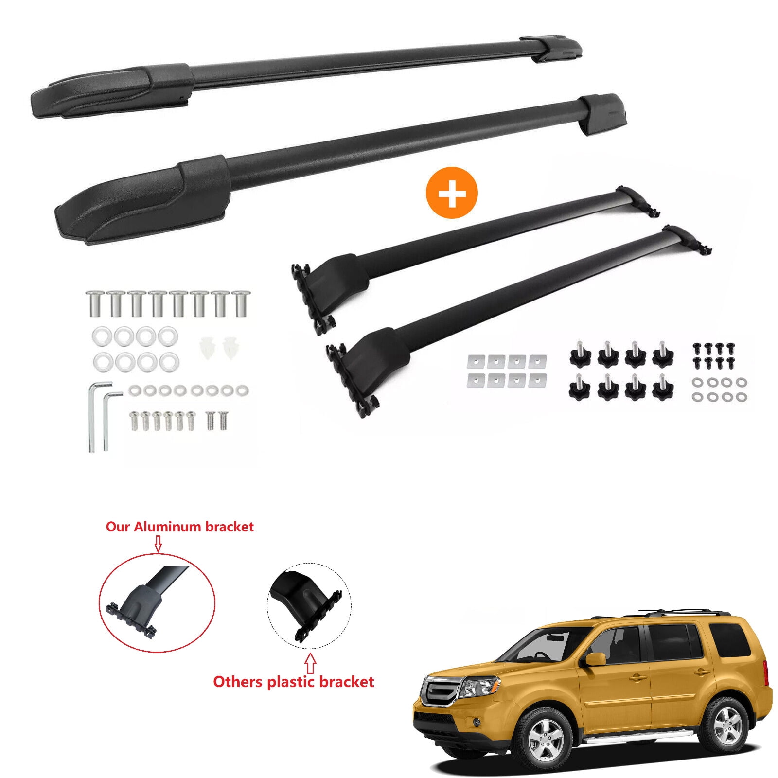 4Pcs Roof Rack Rails For 2009 2010-2015 Honda Pilot Cross Bars Side ...