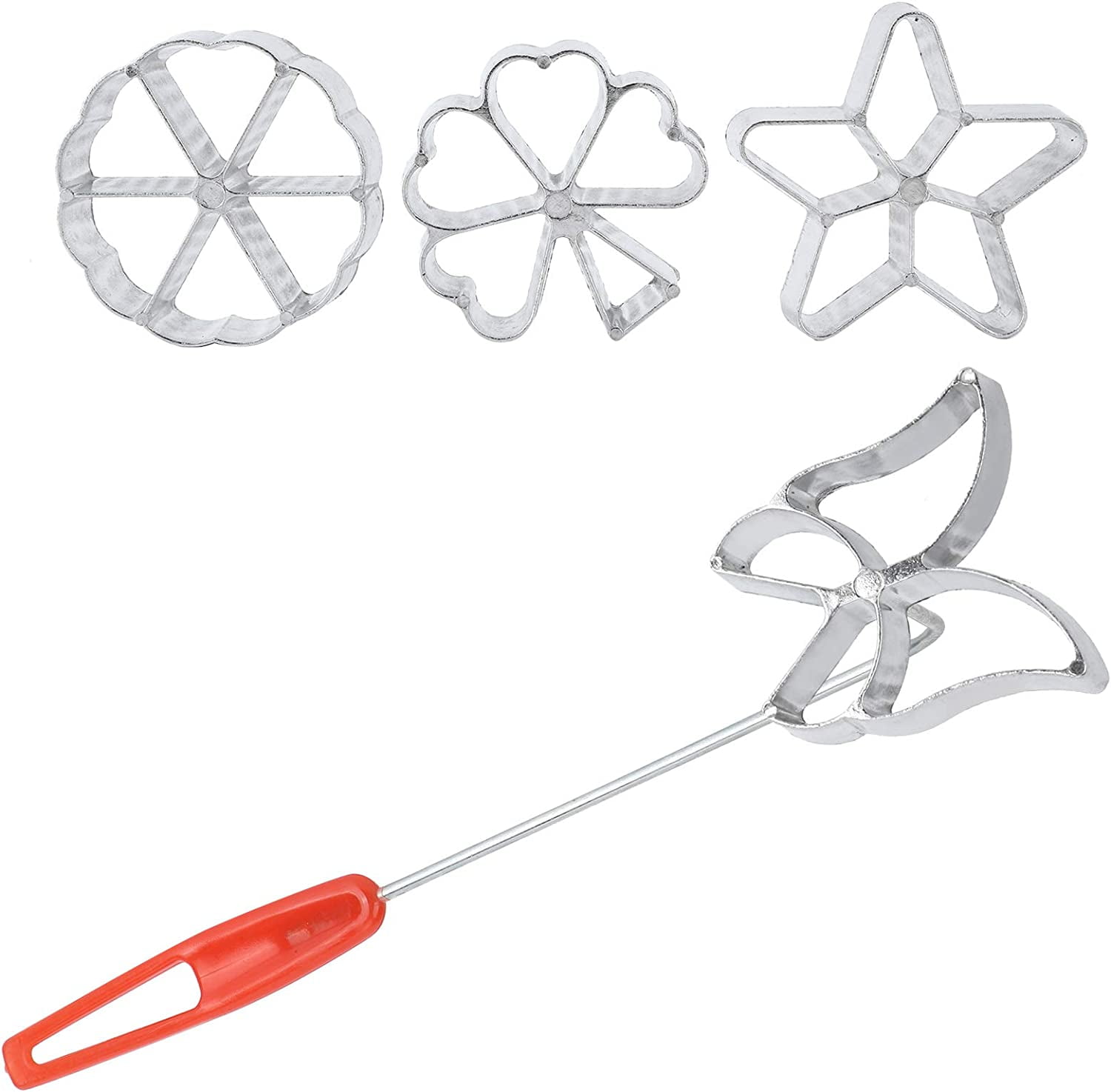 4Pcs Rosette Iron Set with Handle,Waffle Molds,Cake Printing Cookie ...