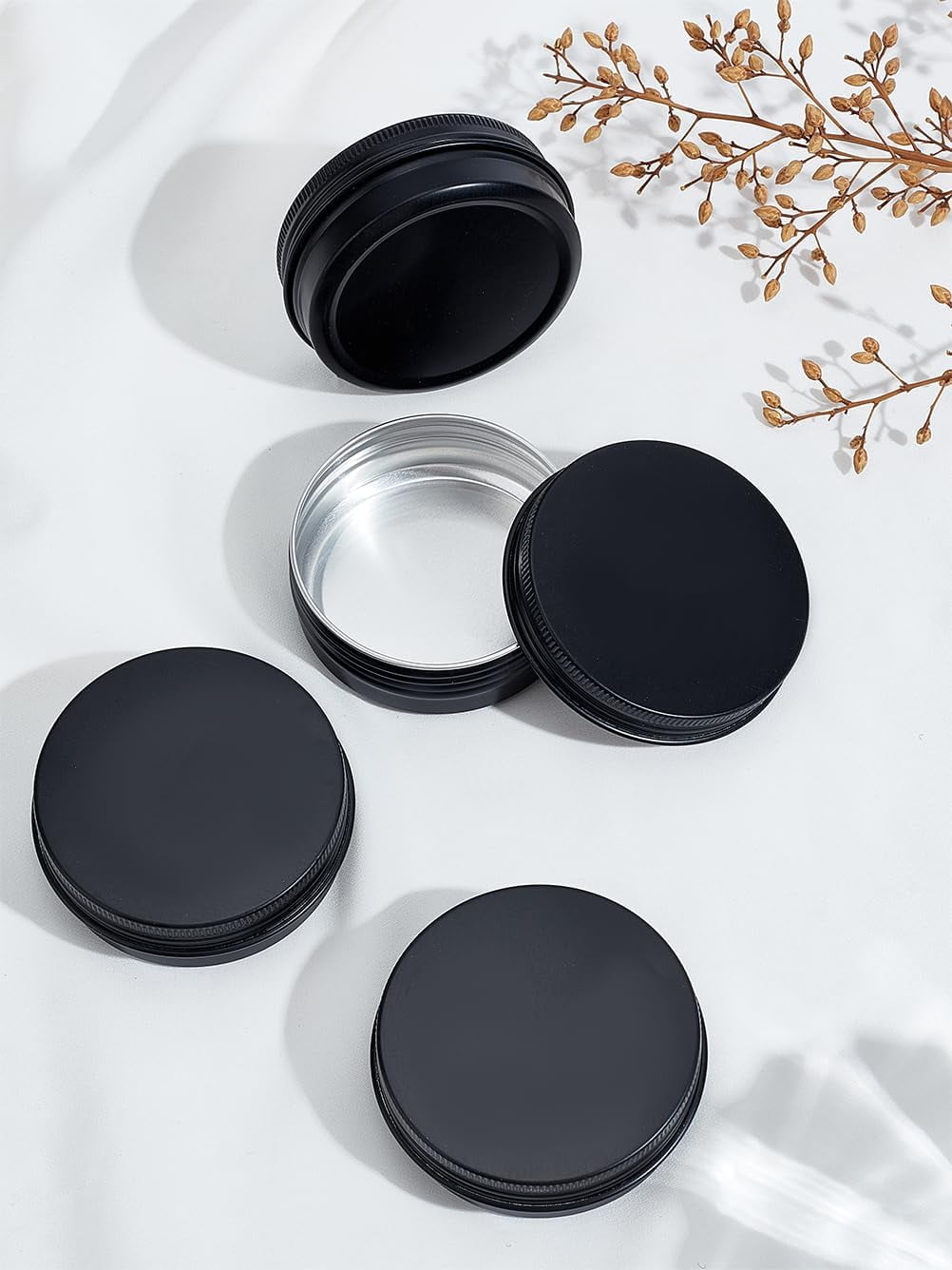 4Pcs Round Aluminium Tin Cans Aluminium Jar with Screw Top Lid Gunmetal ...