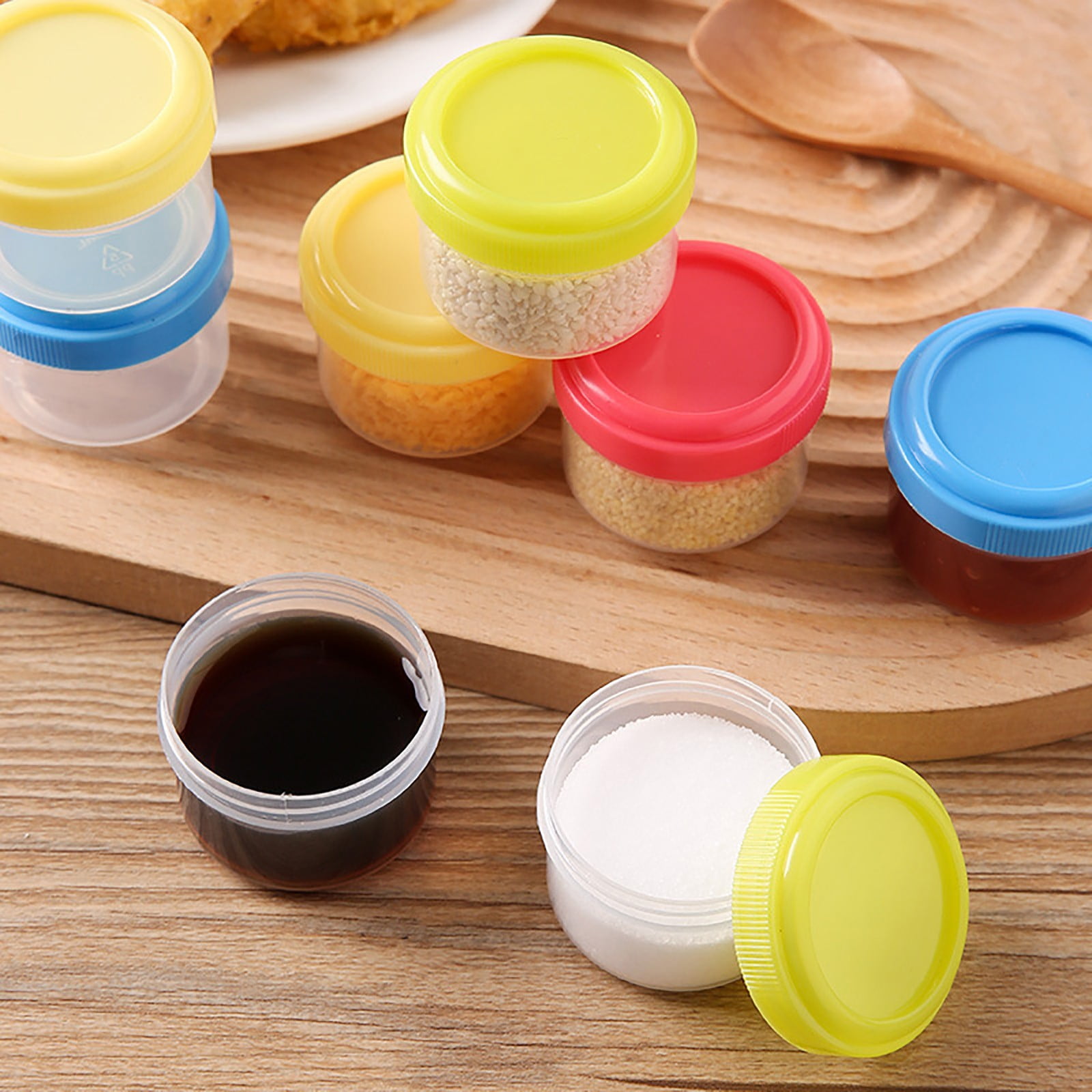 4Pcs Round Clear Container,Mini Clear Jars with Leakproof Lids,Mini ...