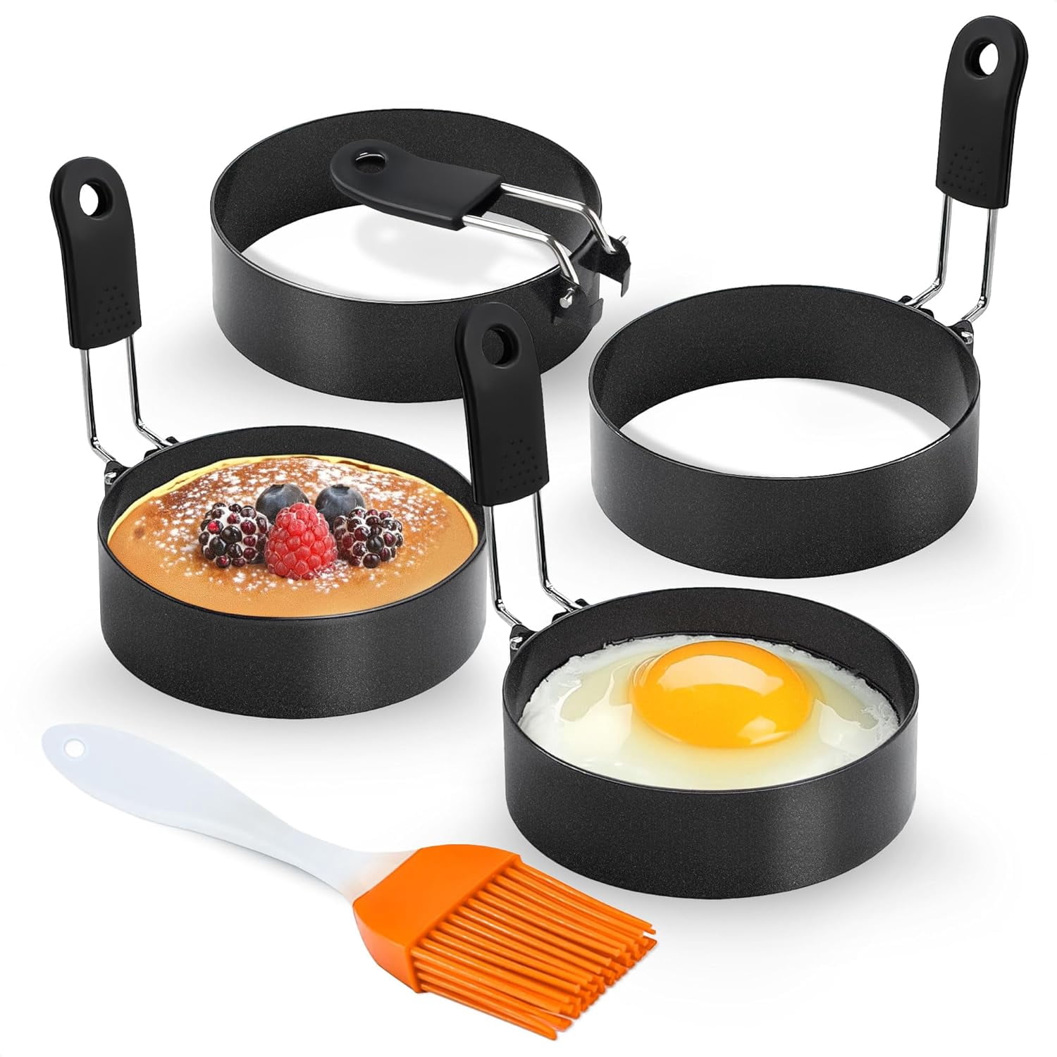 4Pcs Round Egg Cooker Ring Omelet Maker Mini Pancake Ring Molds for ...