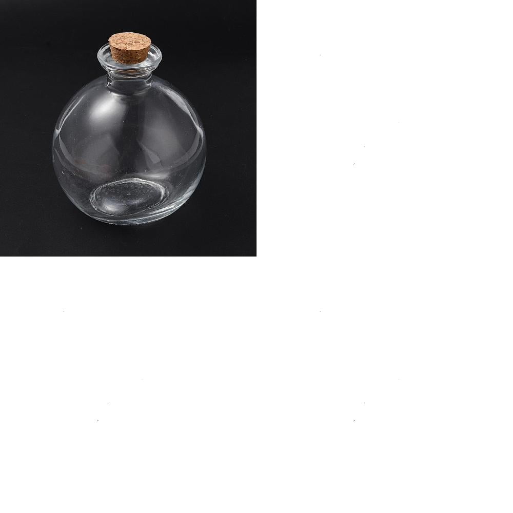 4Pcs Round Empty Glass Wishing Bottle Beads Containers with Cork ...