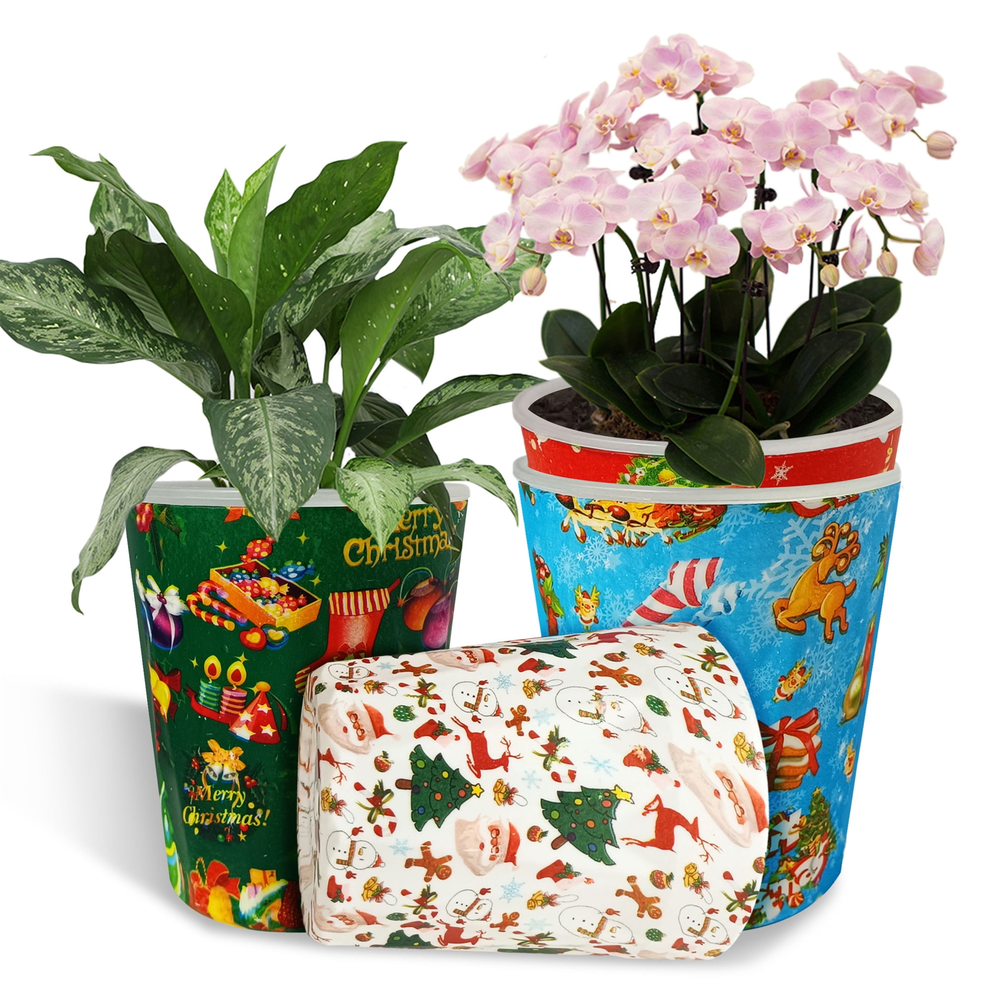 4Pcs Round Flower Pots Plastic Decoration Flower Pots Retro Design ...