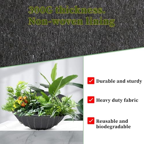 4Pcs Round Hanging Basket Liners, Felt 14 Inch Planter Liners for ...