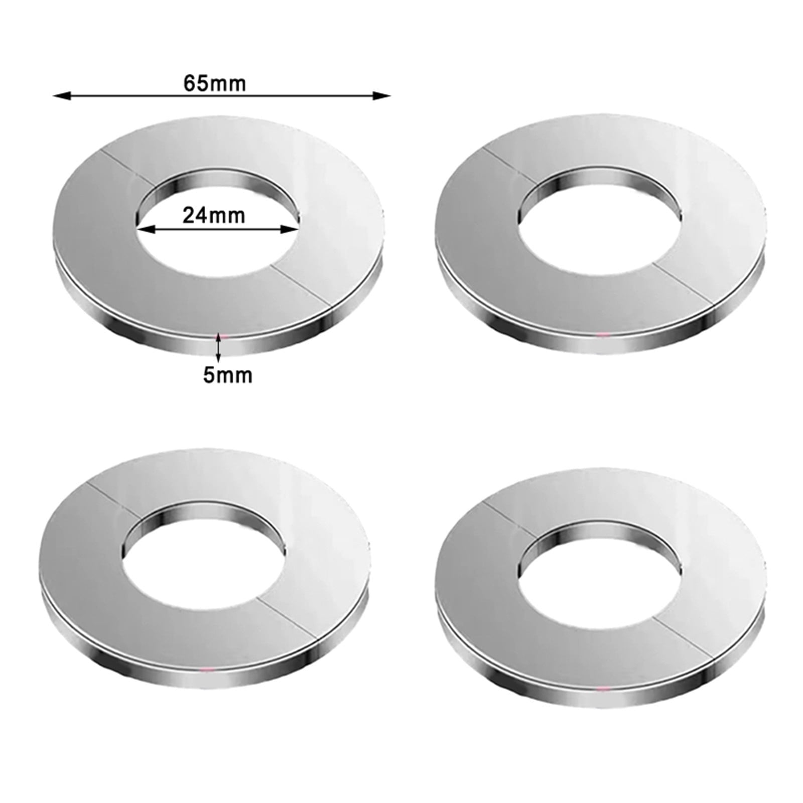 4Pcs Round Snap-on Faucet Water Pipe Cover Decorative Stainless Steel ...