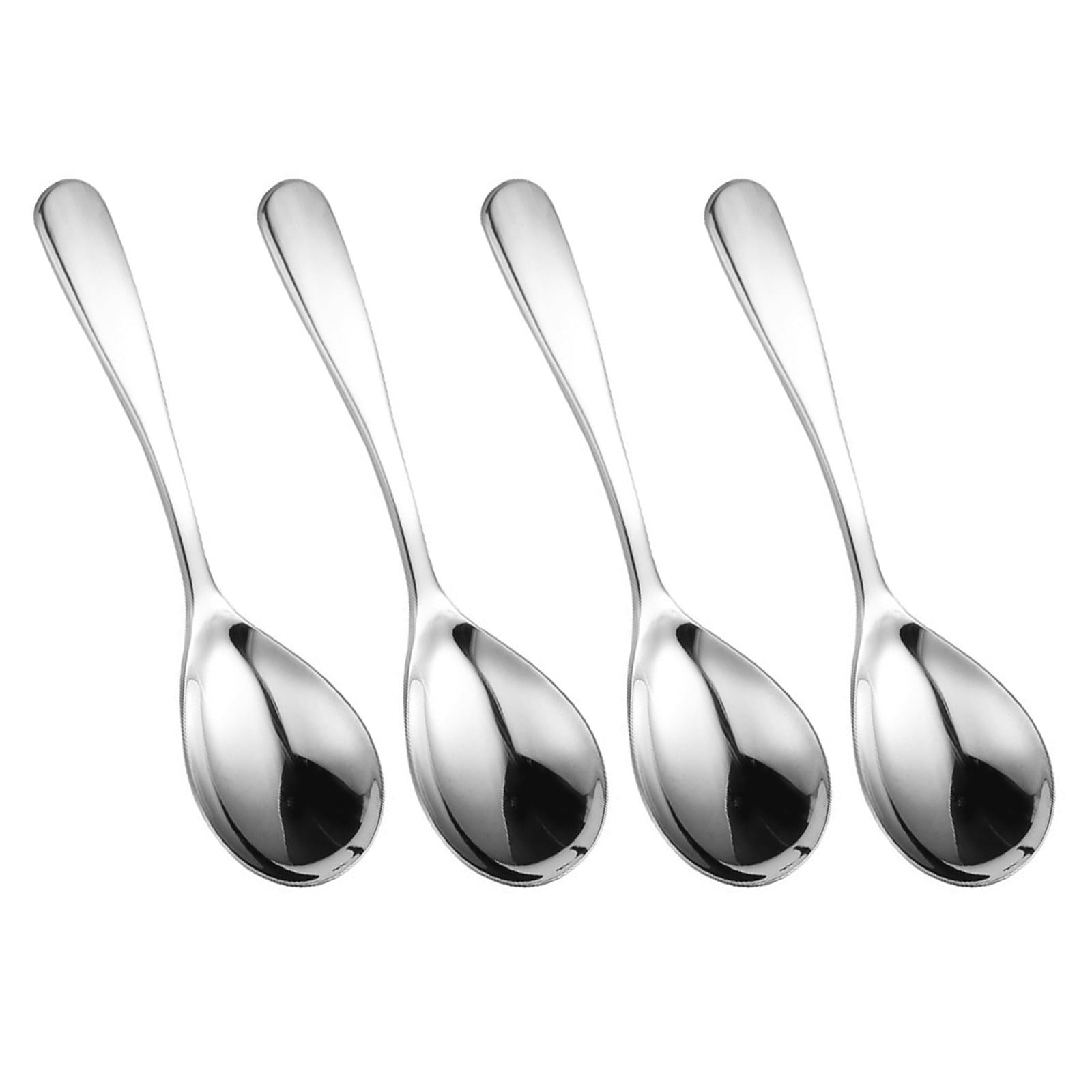 4Pcs Round Soup Spoon Stainsless Steels Serving Spoons Thick Short ...