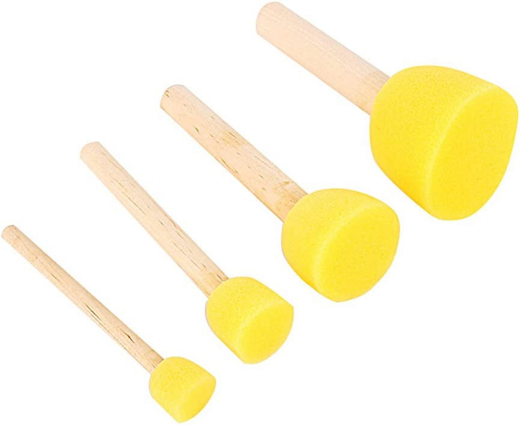 4Pcs Round Sponges Brush Set, Children Painting Brush Wooden Handle ...