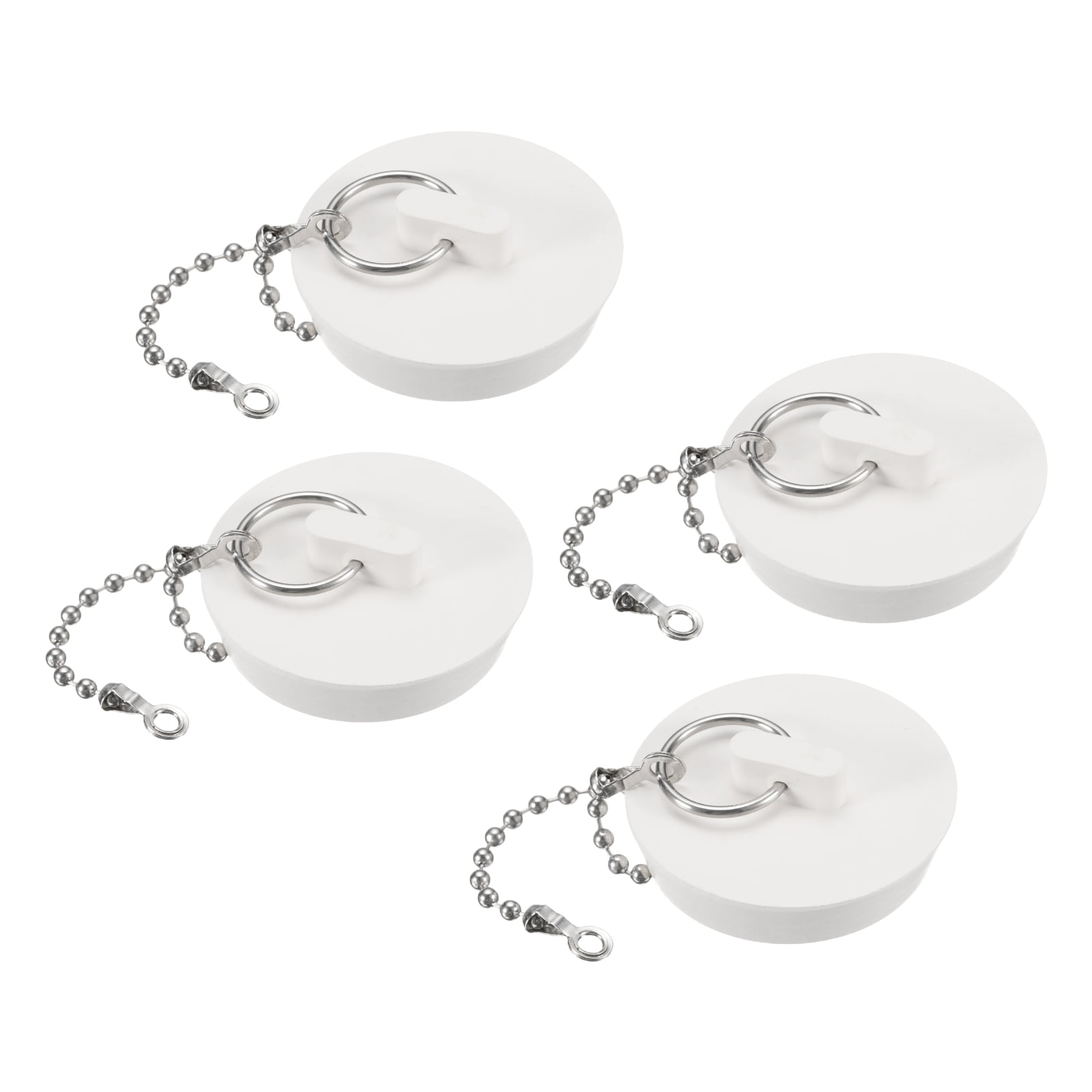 Uxcell 4Pcs Rubber Drain Stopper with Chain and Hanging Ring, Bathtub ...