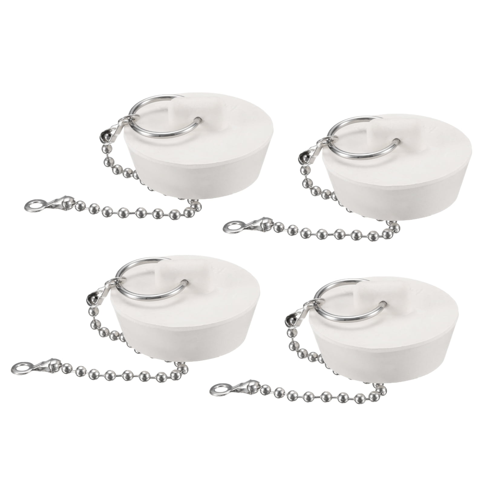 4Pcs Rubber Drain Stopper with Chain and Hanging Ring, Bathtub Drain ...