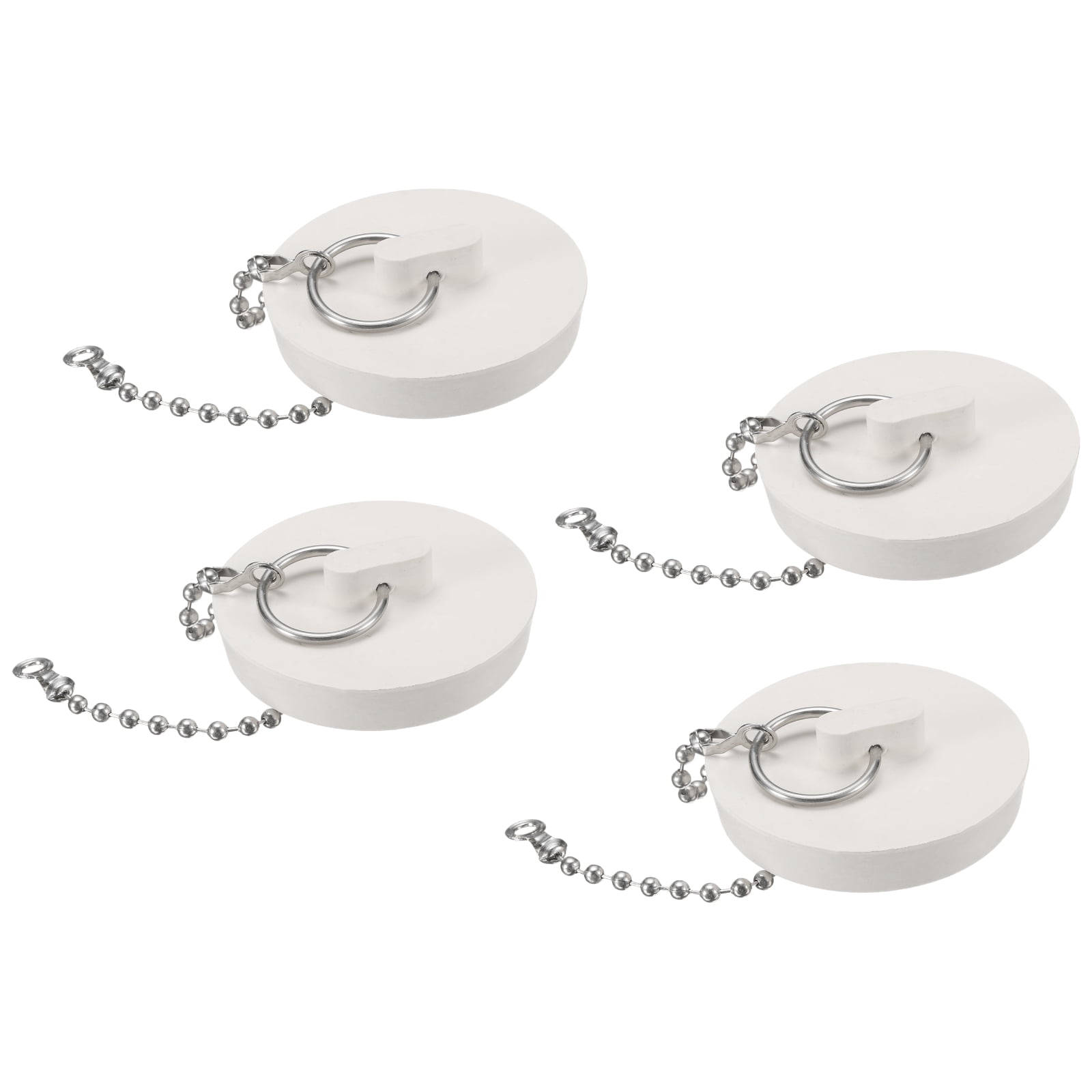 4Pcs Rubber Drain Stopper with Chain and Hanging Ring, Bathtub Drain ...
