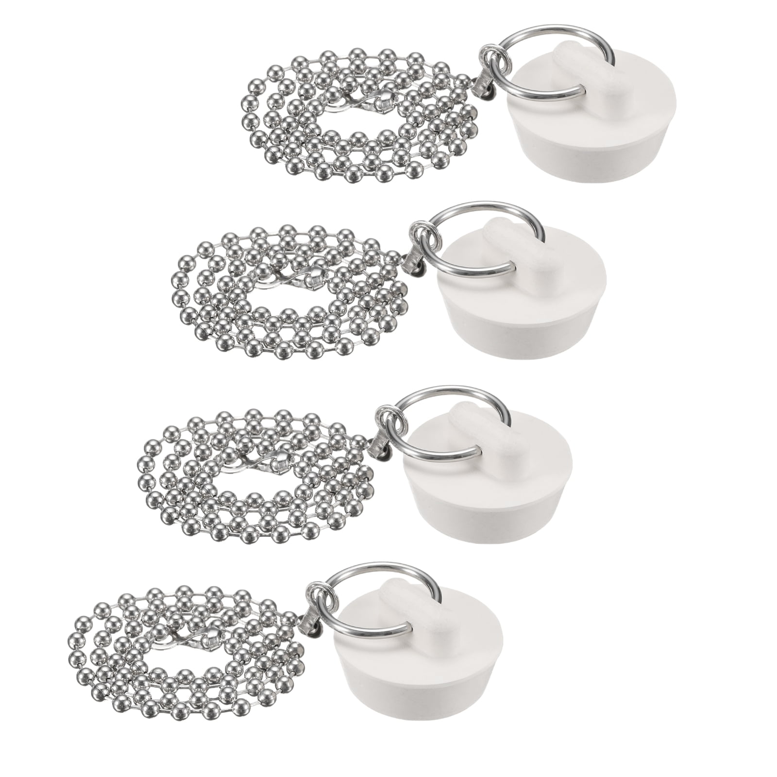 4Pcs Rubber Drain Stopper with Chain and Hanging Ring, Bathtub Drain ...