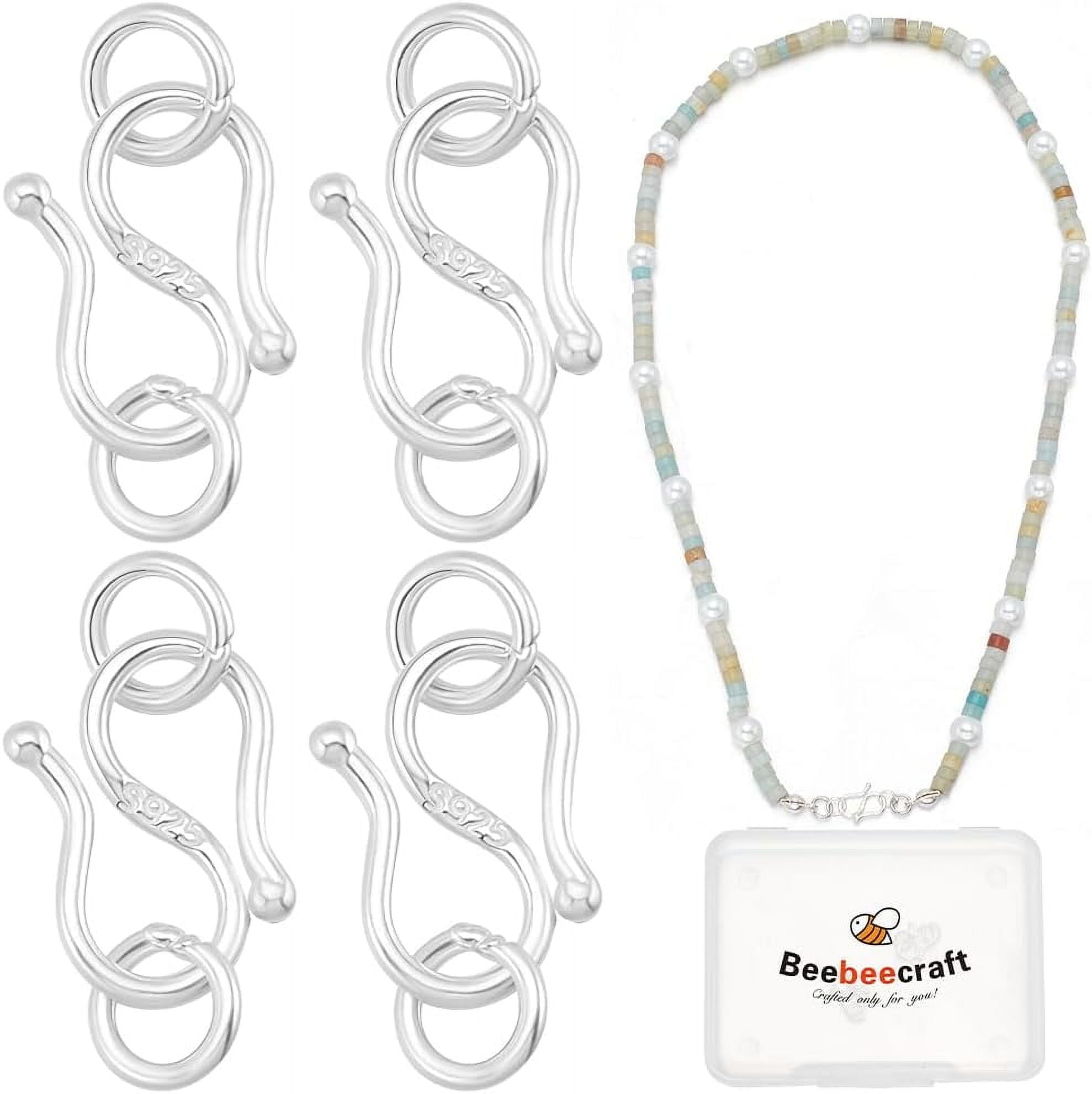 4Pcs S Hook Jewelry Clasps and Closures 925 Sterling Silver with Jump ...