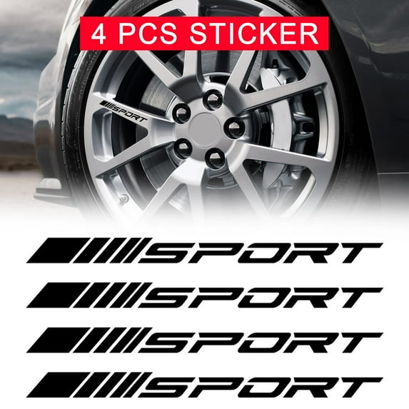 4Pcs SPORT Style Car Rims Wheel Hub Racing Sticker Graphic Decal Strip ...
