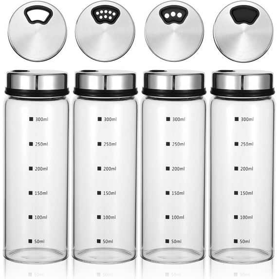 4Pcs Salt Pepper Shakers with Adjustable Outlet Holes, 10 oz Clear ...
