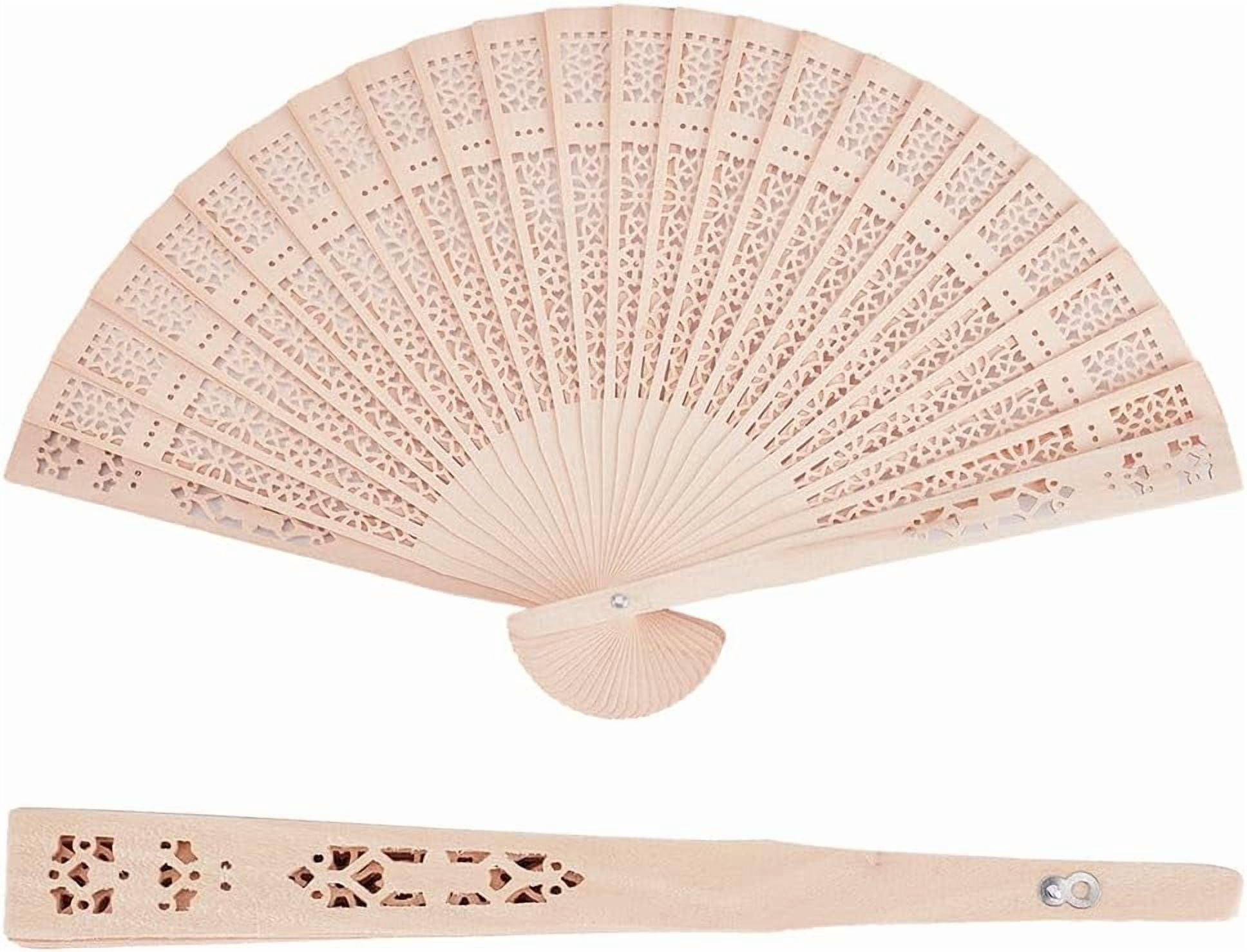 4Pcs Sandalwood Hollow Carved Fans Natural Wooden Scented Wood Folding ...