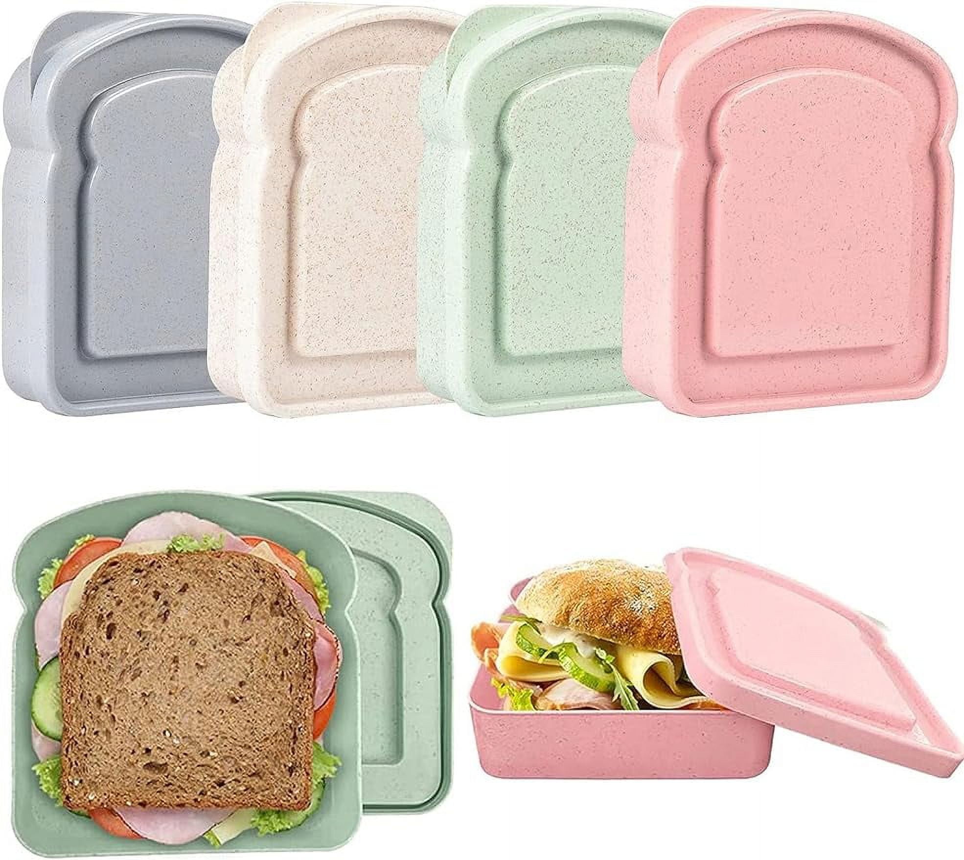 4Pcs Sandwich Containers, Sandwich Containers for Lunch Boxes Plastic ...