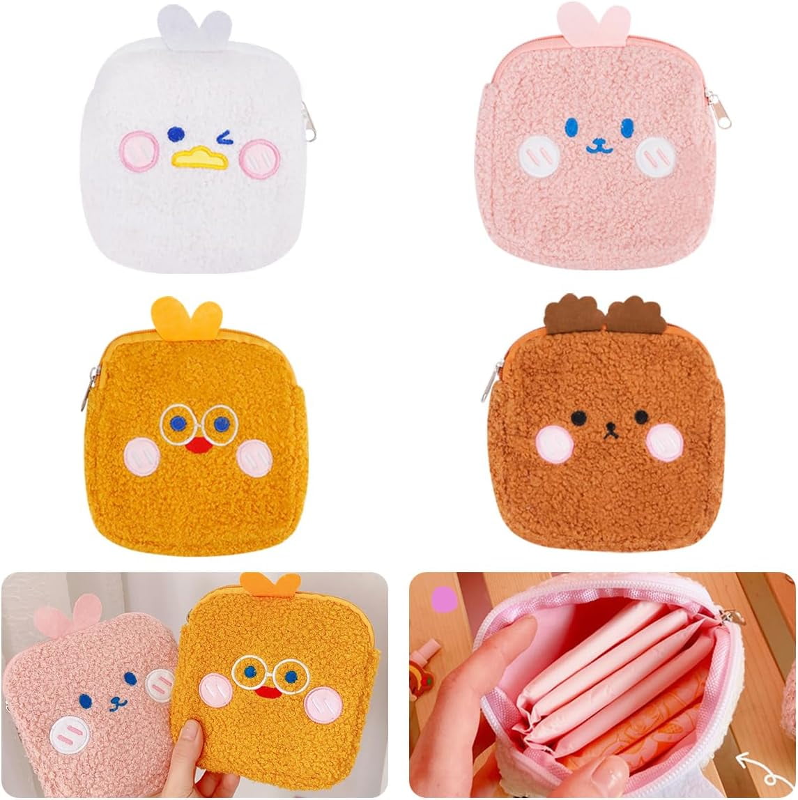 4Pcs Sanitary Napkin Storage Bag, Cartoon Nursing Pad Holder, Cute ...