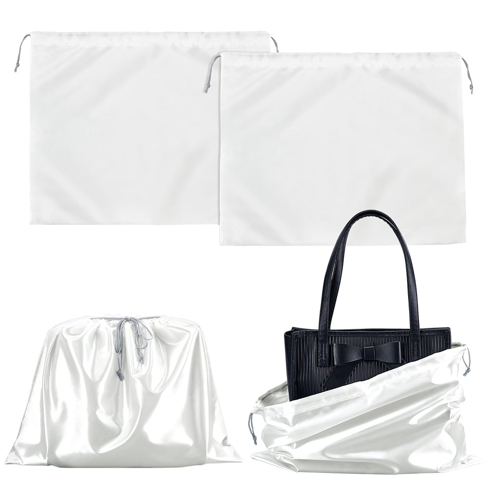 4Pcs Satin Cloth Bags with Polyester Drawstring Ropes Rectangle White ...