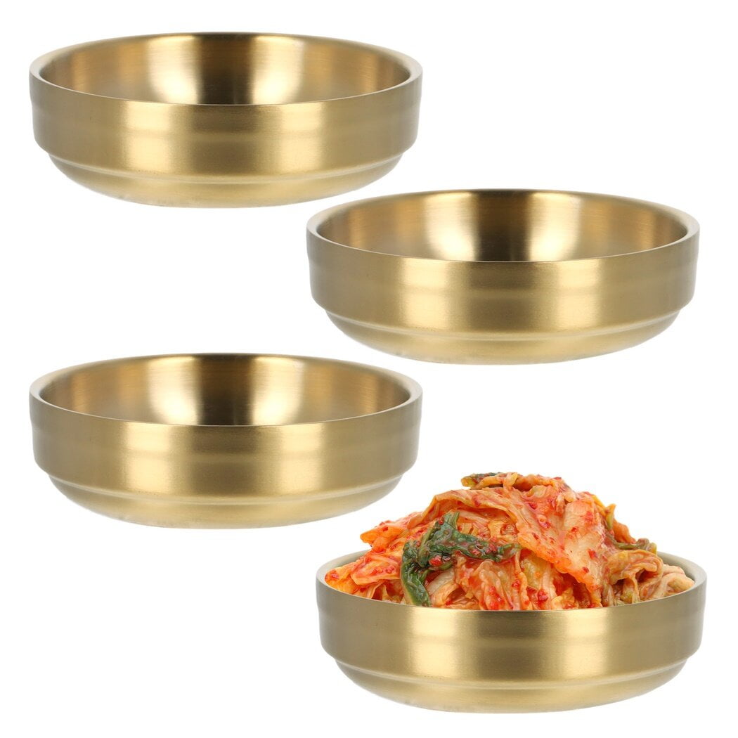 4Pcs Sauce Dishes, Mini Stainless Steel Round Seasoning Bowls, Heat ...