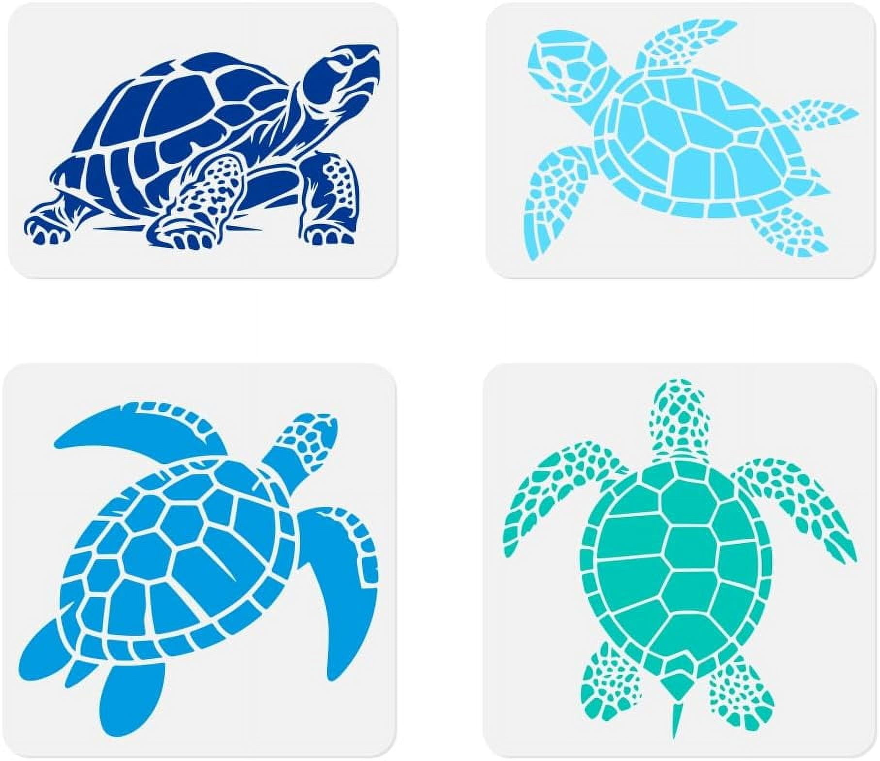 4Pcs Sea Turtle Wall Stencil Templates Reusable Plastic Turtle Pattern ...