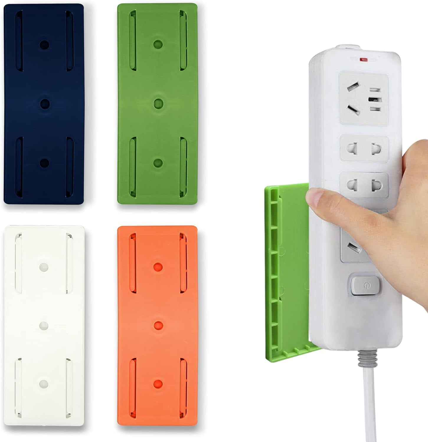 4Pcs Self Adhesive Power Strip Holder, Adhesive Punch Free Desktop ...