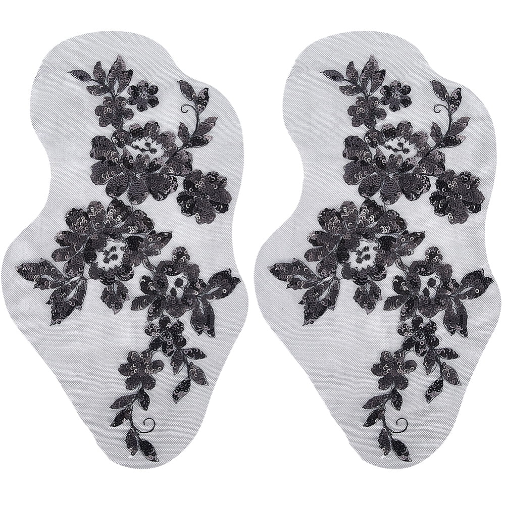 4Pcs Sequin Embroidered Flower Lace Applique Beaded Trim Patches Cloth ...