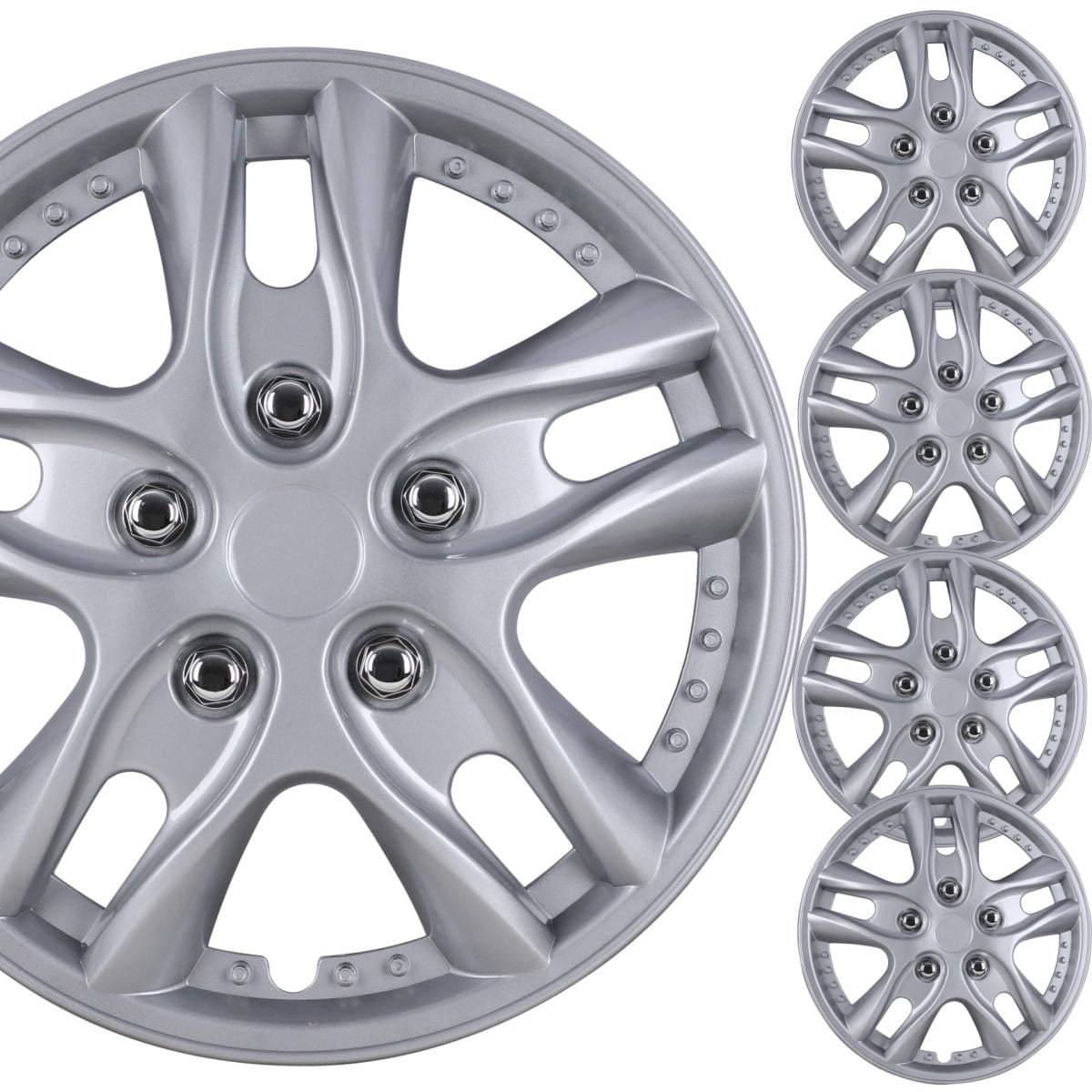 4Pcs/Set 12" Hubcaps Wheel Rims Cover Compatible with Steel Wheels Snap ...