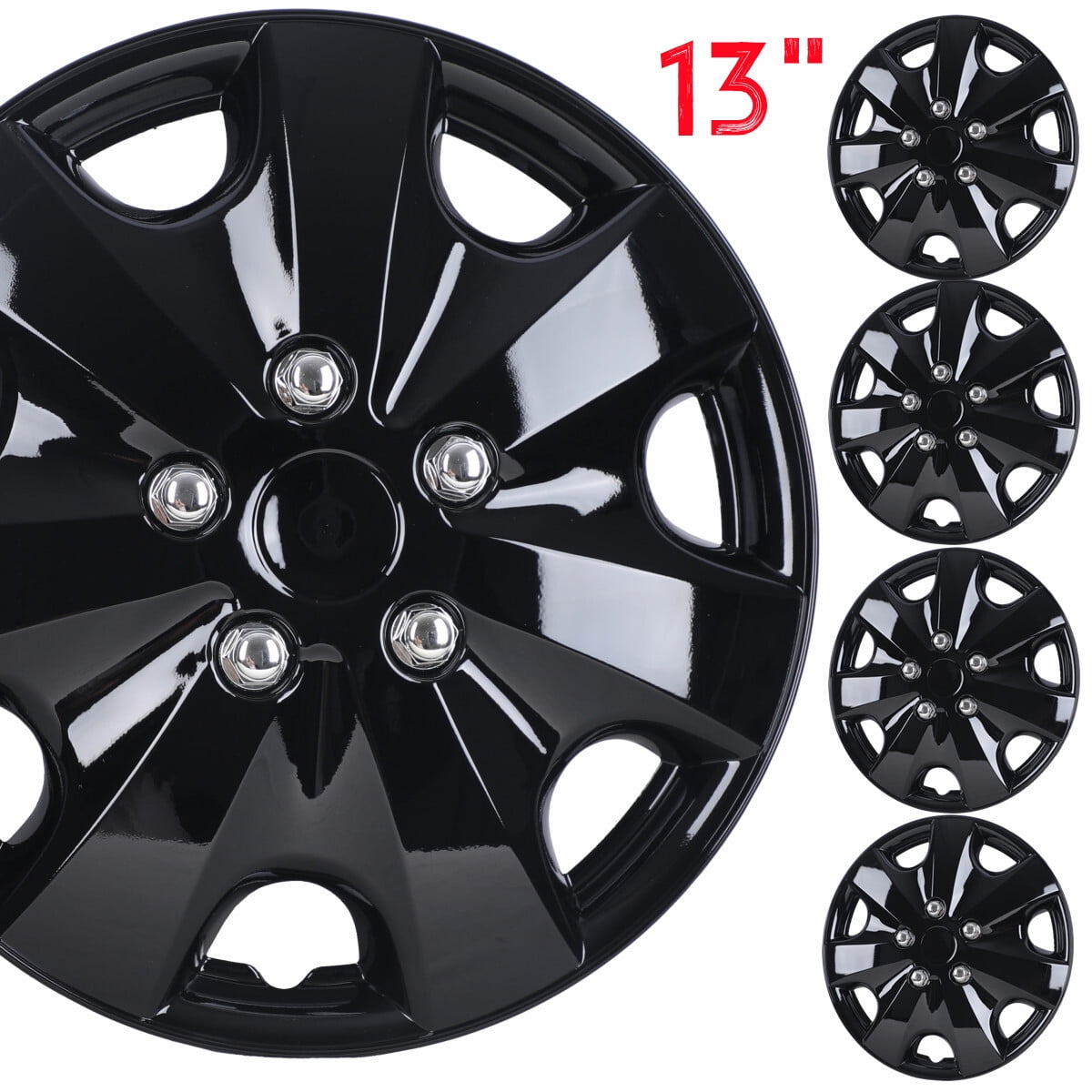 4Pcs/Set 13" Hubcaps Wheel Rims Cover Compatible With Steel Wheels Snap ...