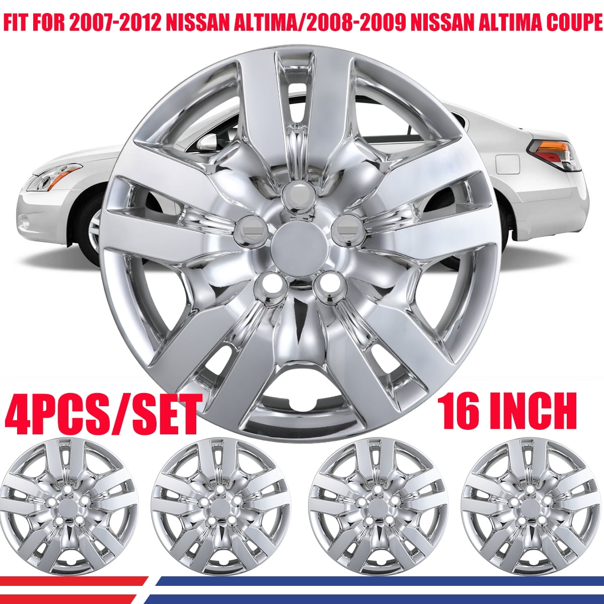 (Set Of 4) 16" Hubcaps Wheel Rims Cover Fit for 2007-2012 Nissan Altima ...