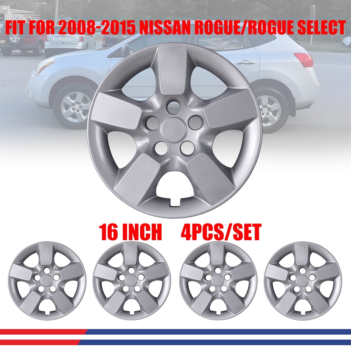 4 Pack 16" Hubcaps Wheel Rims Cover for 2008-2015 Nissan Rogue/Rogue ...
