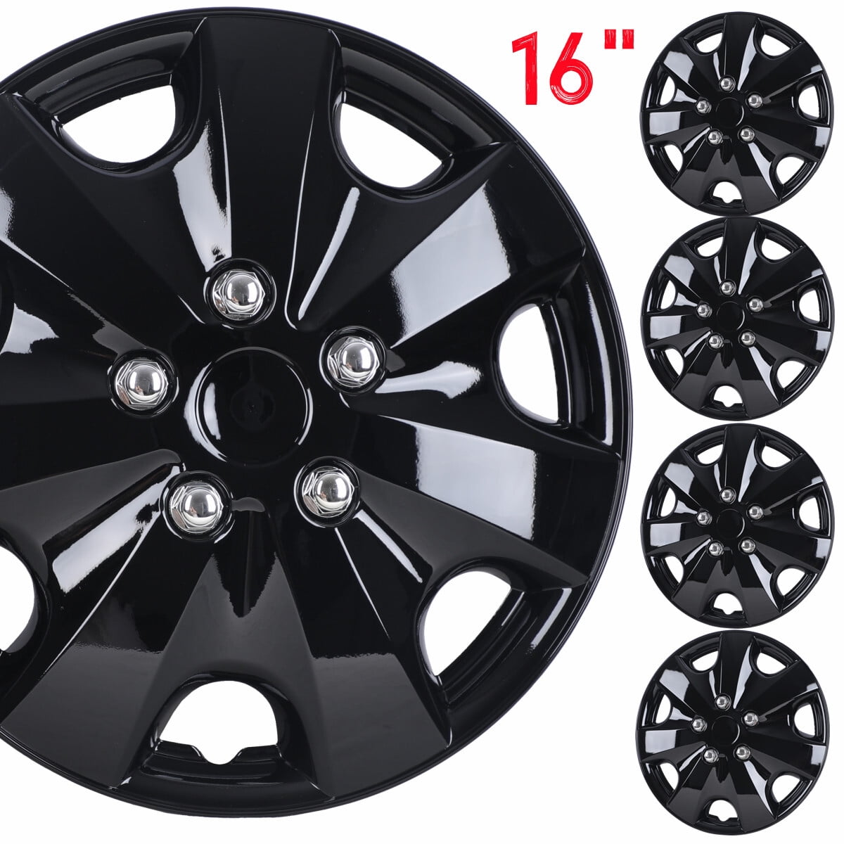 4Pcs/Set 16" Hubcaps Wheel Rims Cover Compatible With Steel Wheels Snap ...