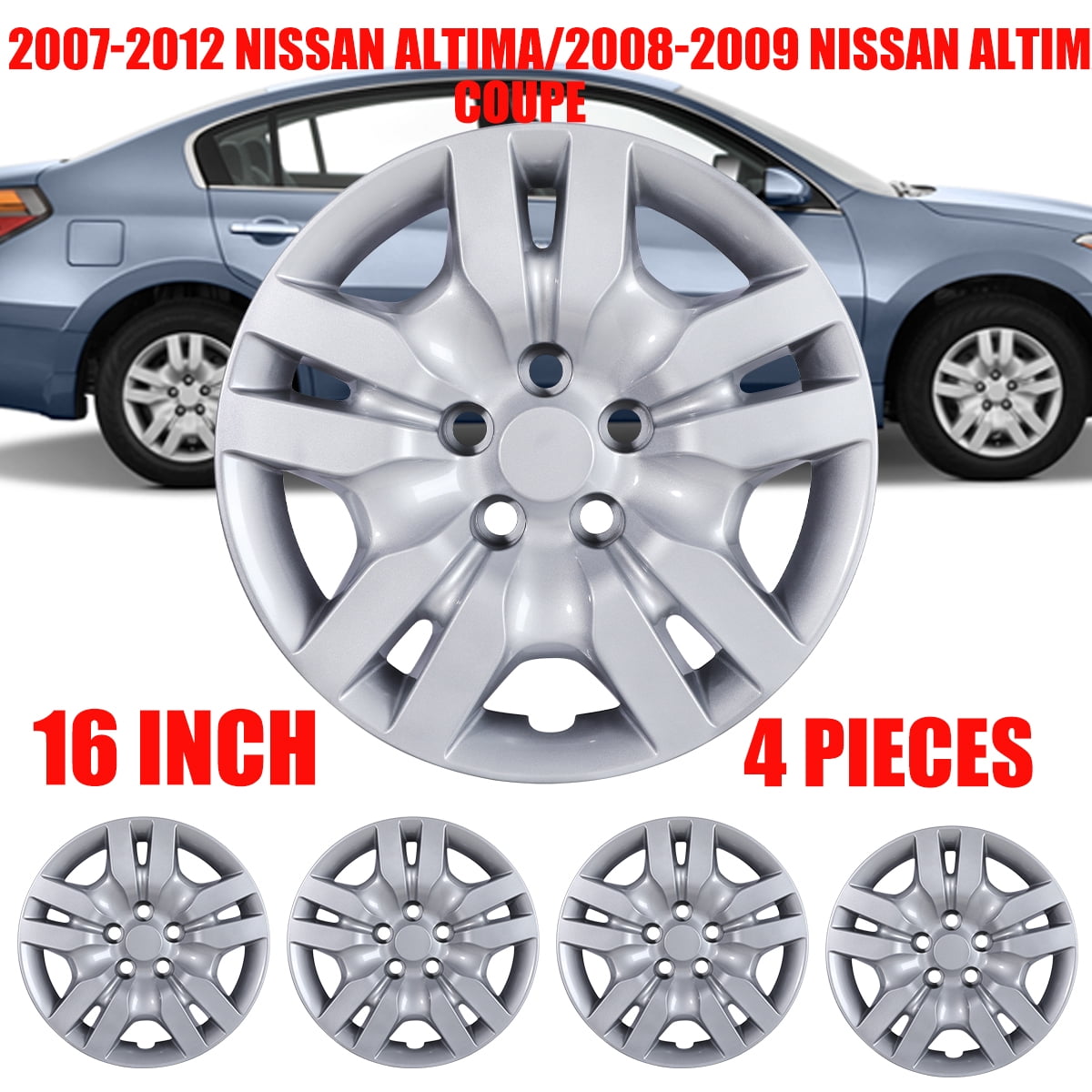 4Pcs/Set 16" Hubcaps Wheel Rims Cover Fit for 2007-2012 Nissan Altima ...