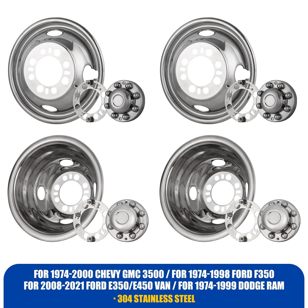 4 Pack 16 inch 8 Lugs 4 Hand Holes Dually Wheel Simulators for 2008 ...