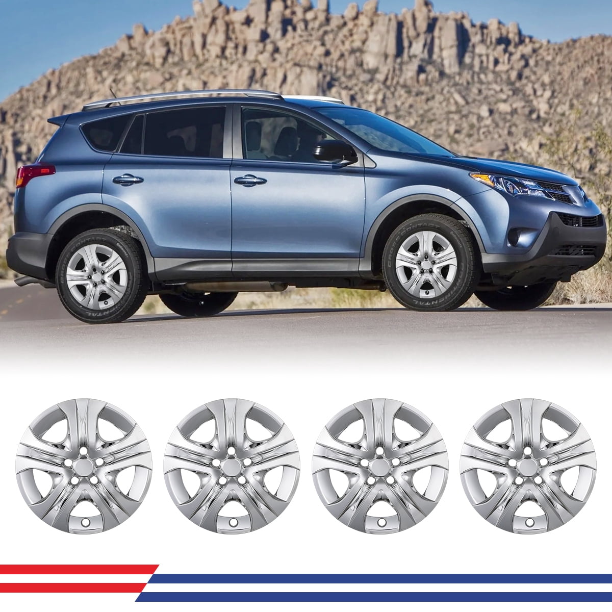4Pcs/Set 17" Hubcaps Wheel Rims Cover Fit for 2013-2018 TOYOTA RAV4 ...