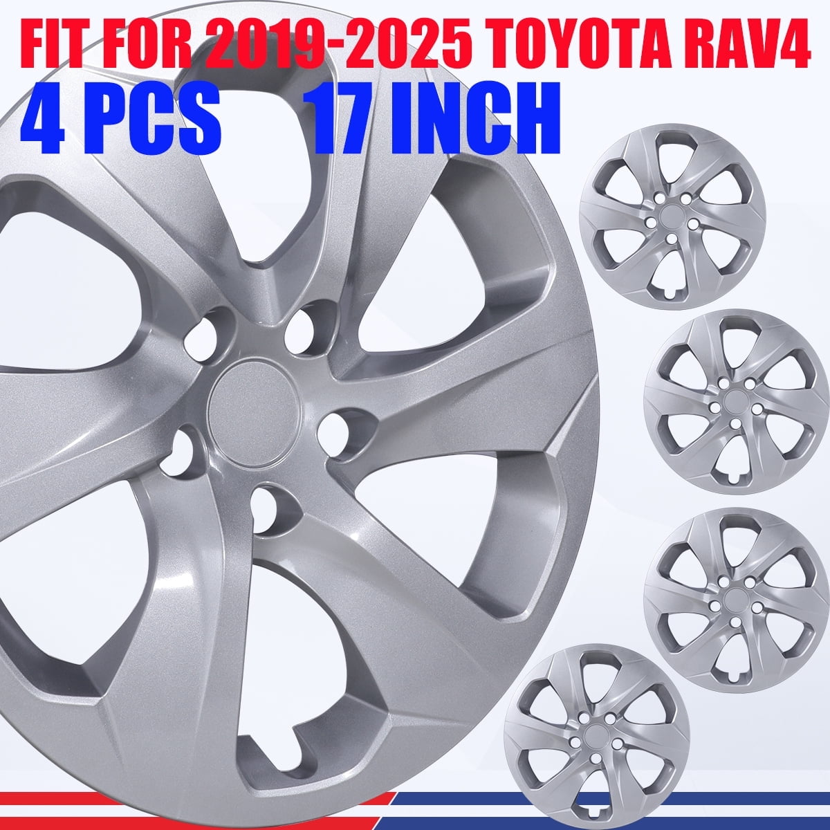 (4Pcs/Set)17" Sliver Hubcaps Steel Wheel Rims Cover Fit for 2019-2025 ...