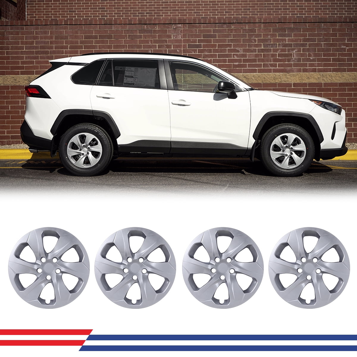 4Pcs Set 17" Steel Wheel Hubcaps for 2019-2025 Toyota RAV4,Wheel Rim ...