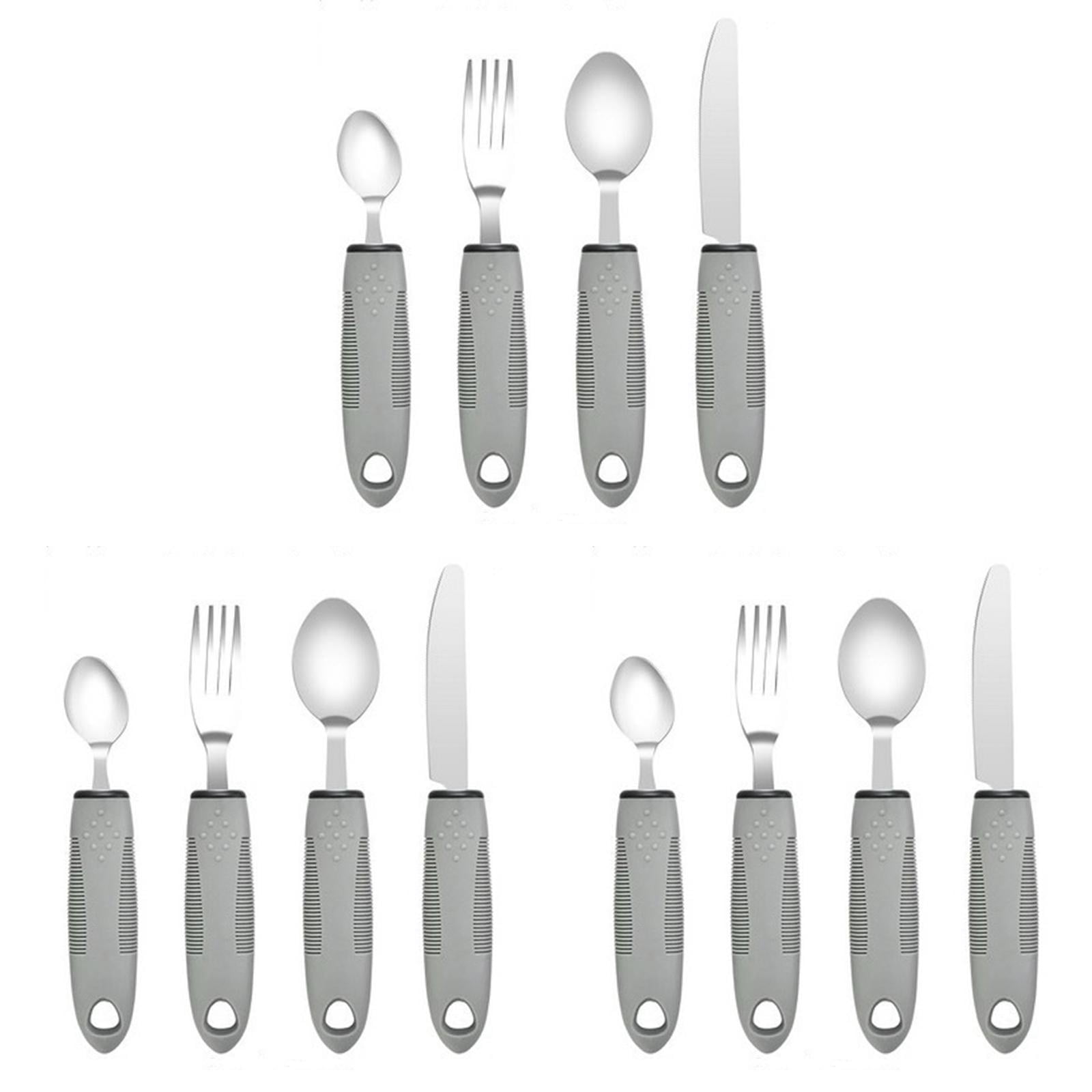 4Pcs/Set Adaptive Utensils for Hand Tremors, Easy Grip Handle, Built Up ...