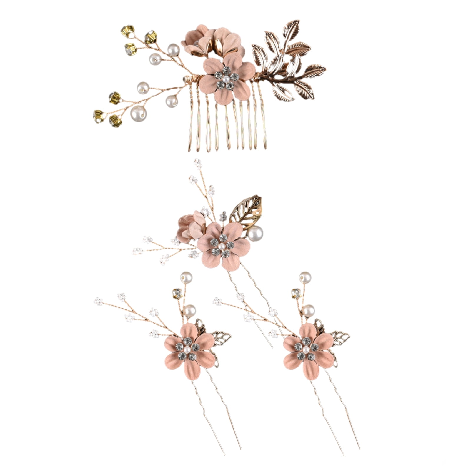 4Pcs/Set Faux Pearl Flower Decor Hairpins Hair Sticker Side Comb ...